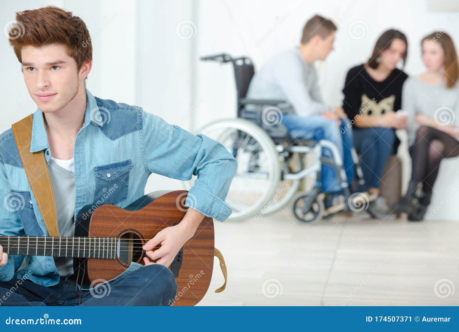 Handicapped Devoted Musician Playing Guitar Stock Image - Image of ...