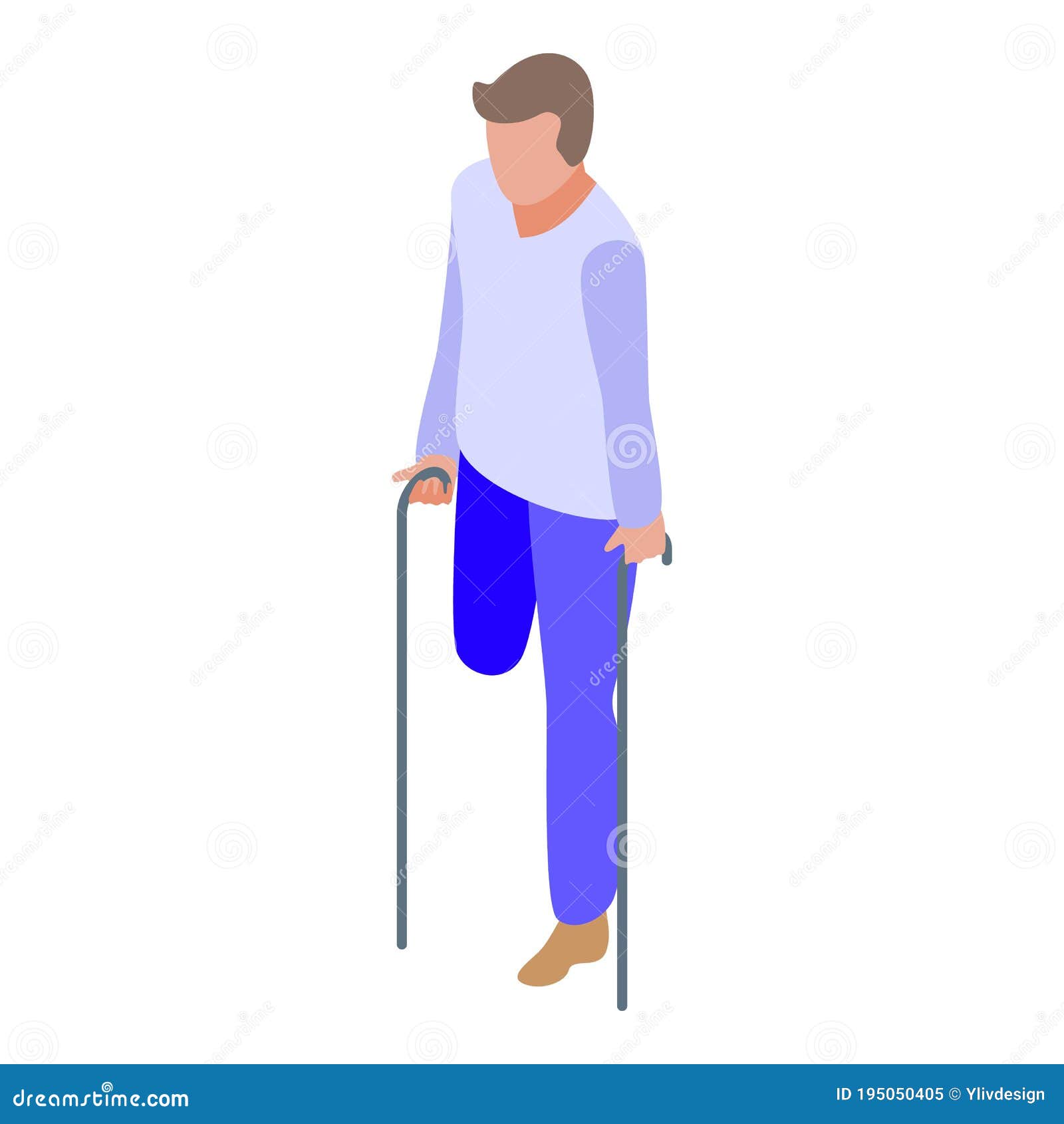 Handicapped Man Amputated Leg Icon, Isometric Style Stock Vector ...