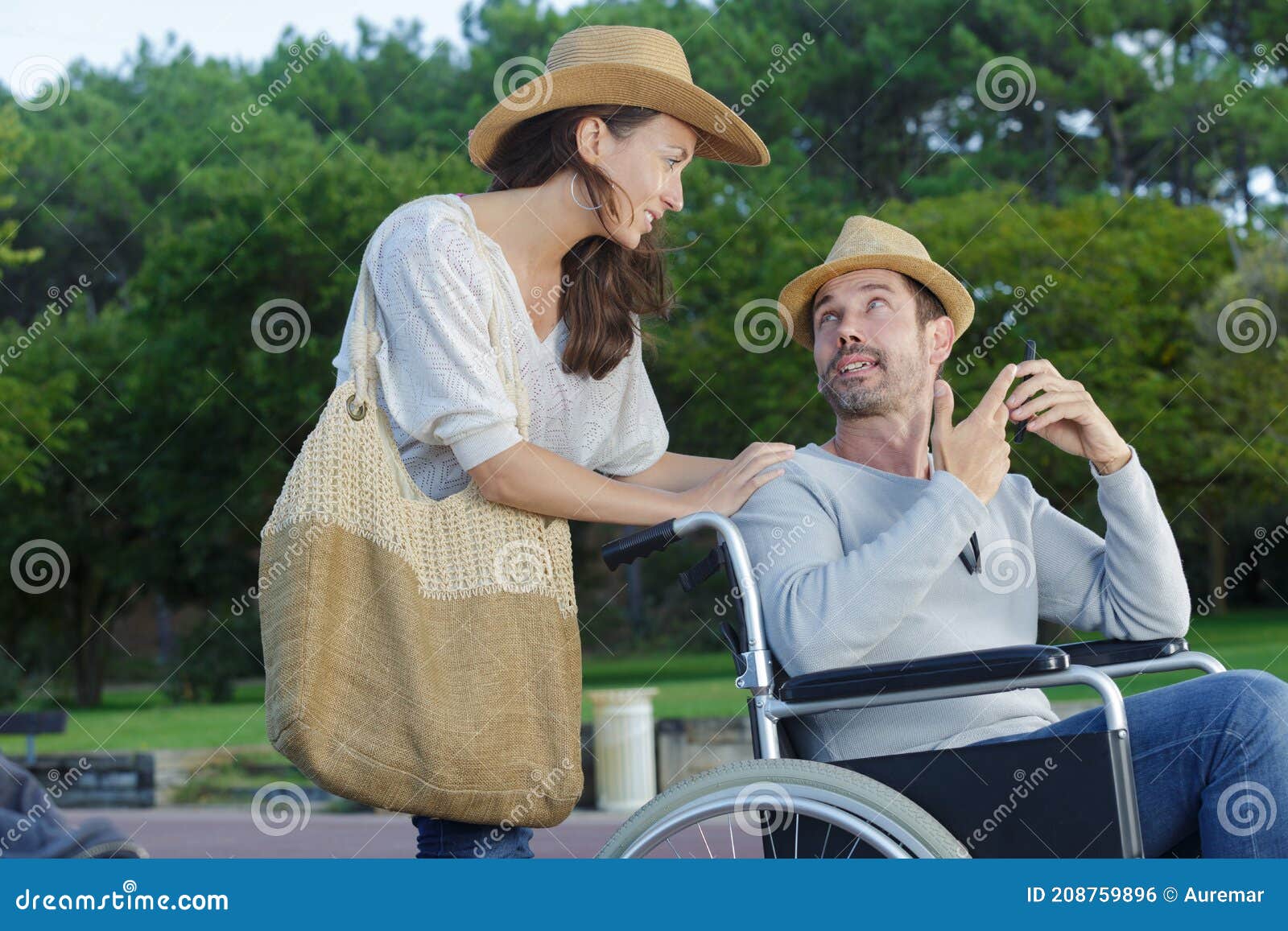 Handicapped Man and Girlfriend in Park Stock Photo - Image of ...