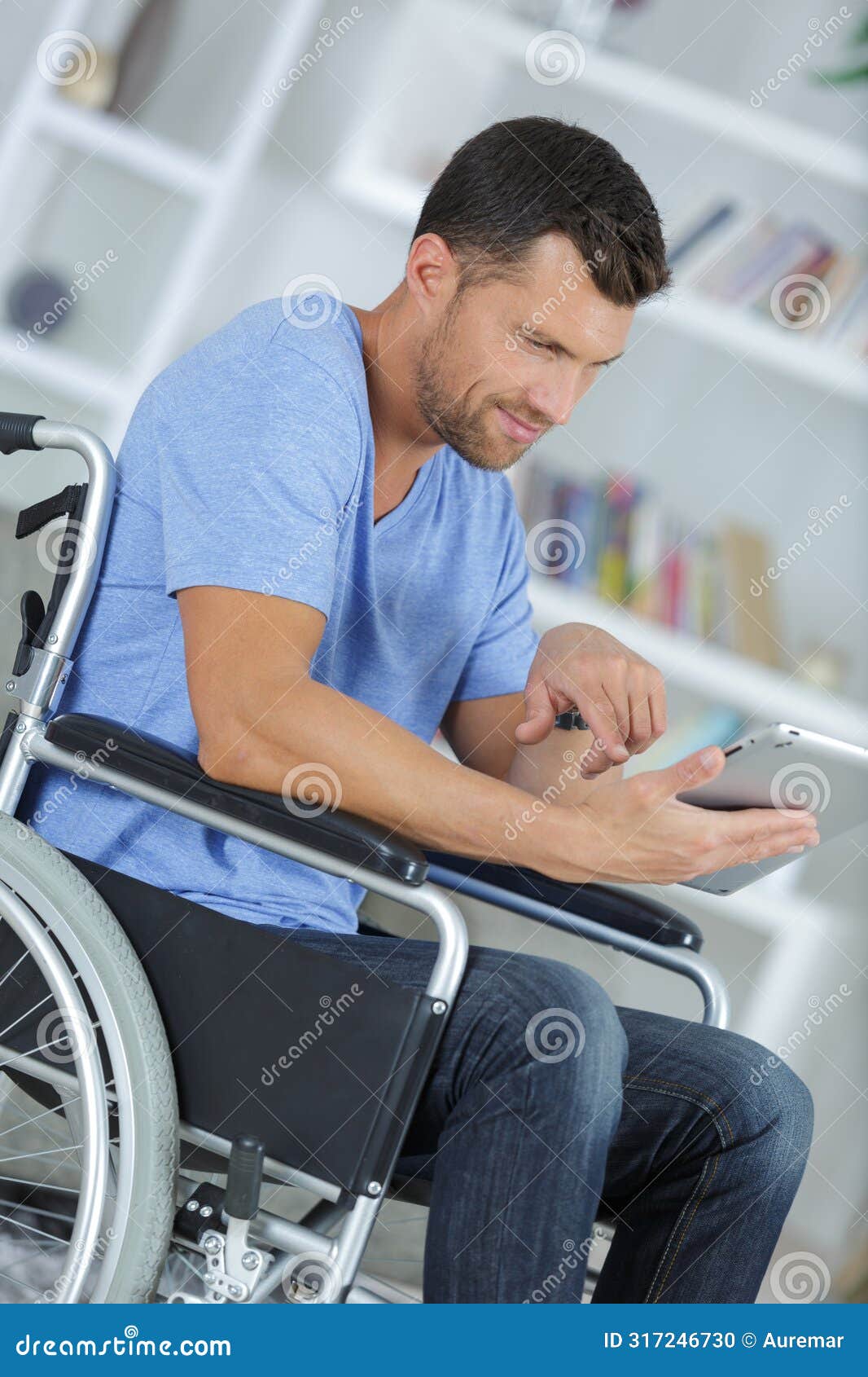 Handicapped Man Using Digital Tablet Stock Photo - Image of mobility ...