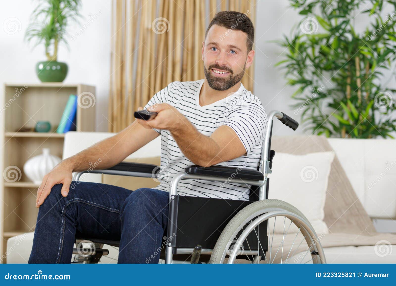 Handicapped Man Using Tv Remote Control Stock Image - Image of ...