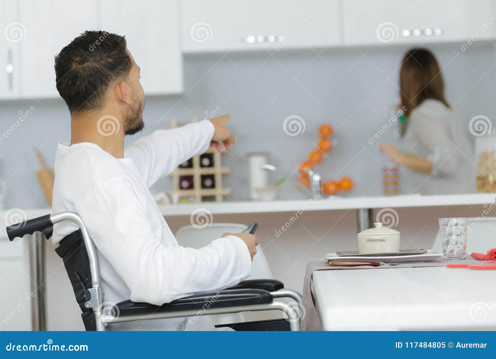 Handicapped Man Pointing at Something Stock Image - Image of couple ...