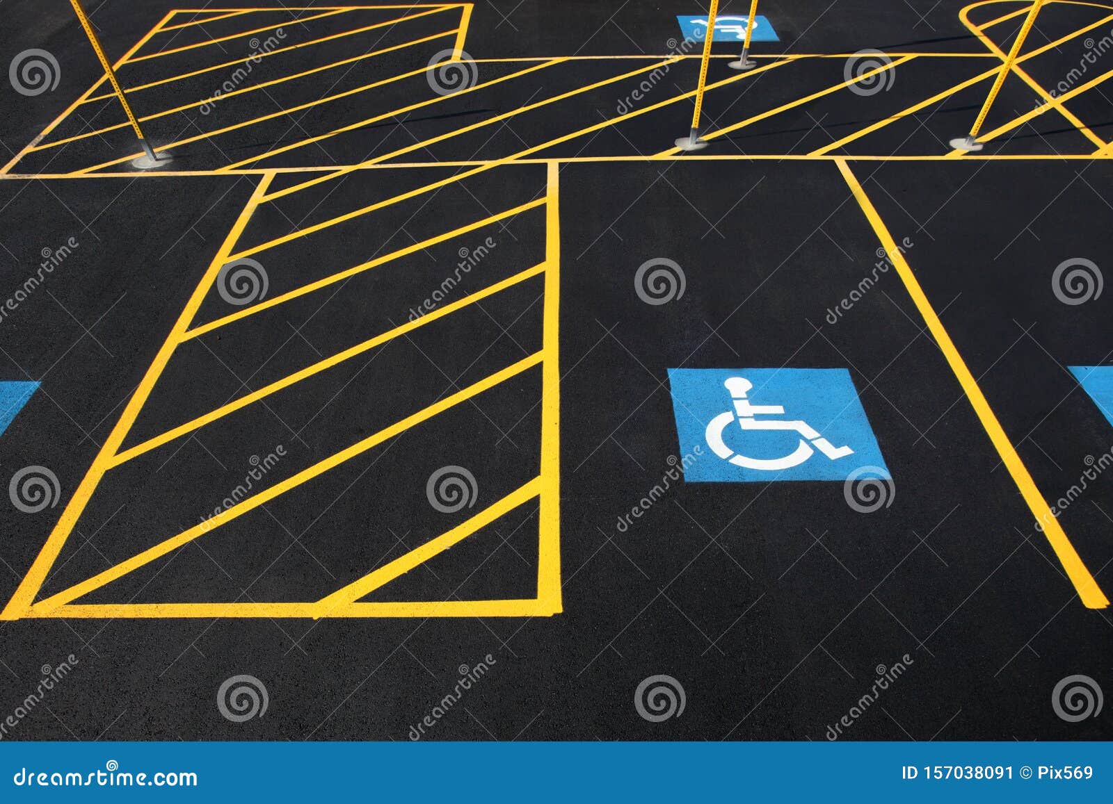 A New Parking Lot with Stalls Reserved for Handicapped Parking Stock ...