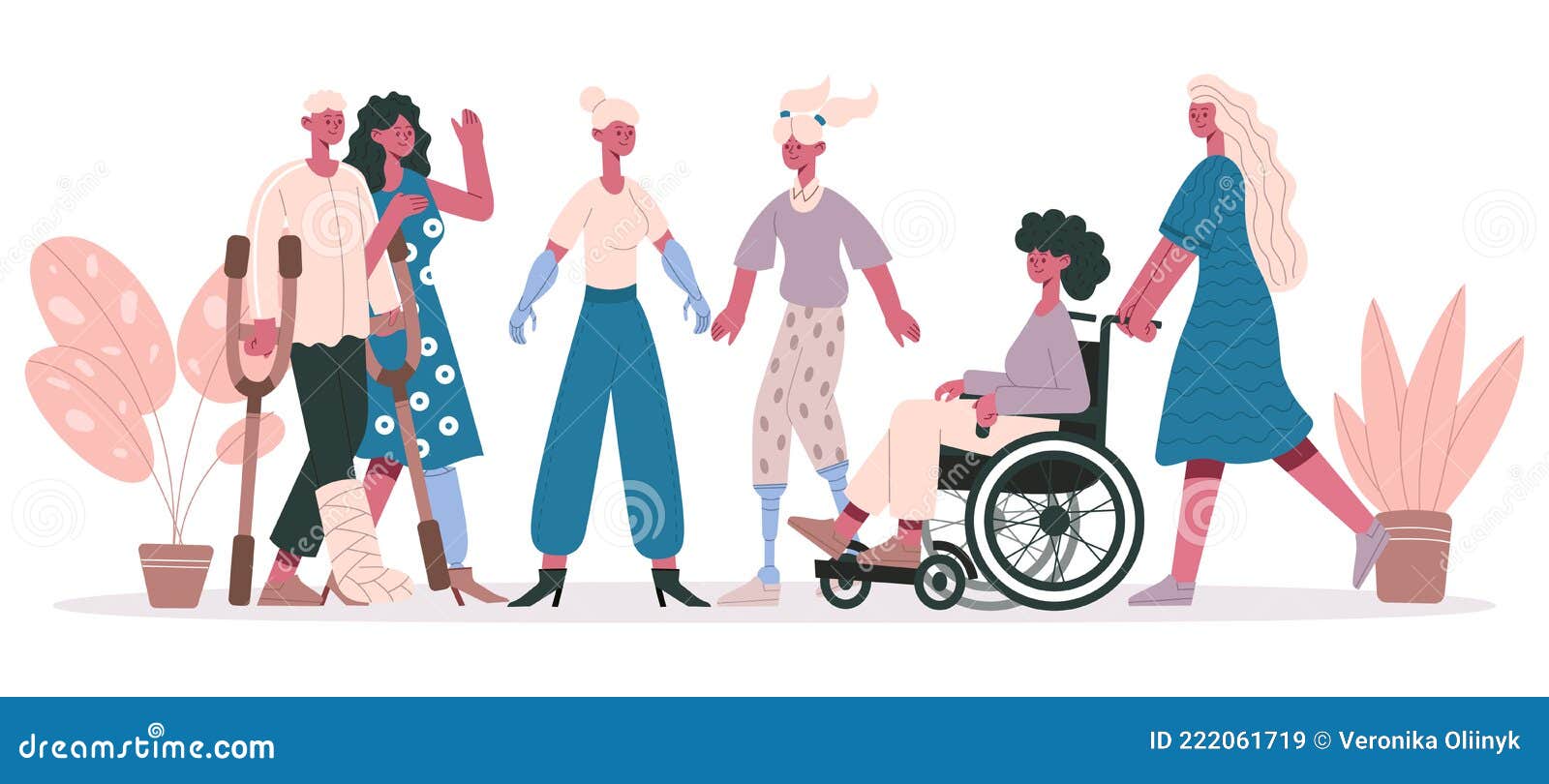 Handicapped People. Group of Disabled Characters, Friendly Disable ...