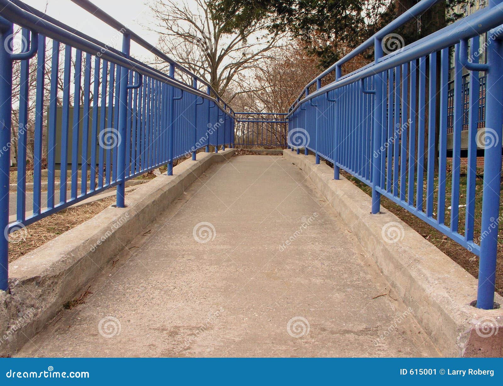 Handicapped Ramp With Metal Railings In Underpass Background Stock ...