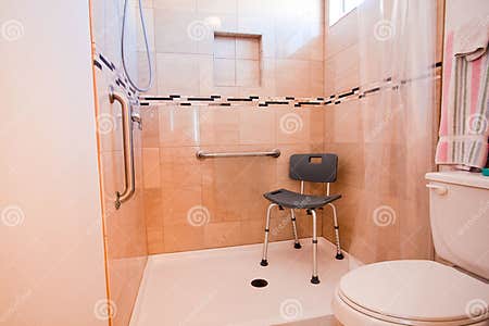 Handicapped shower stall stock image. Image of bathroom - 18566583