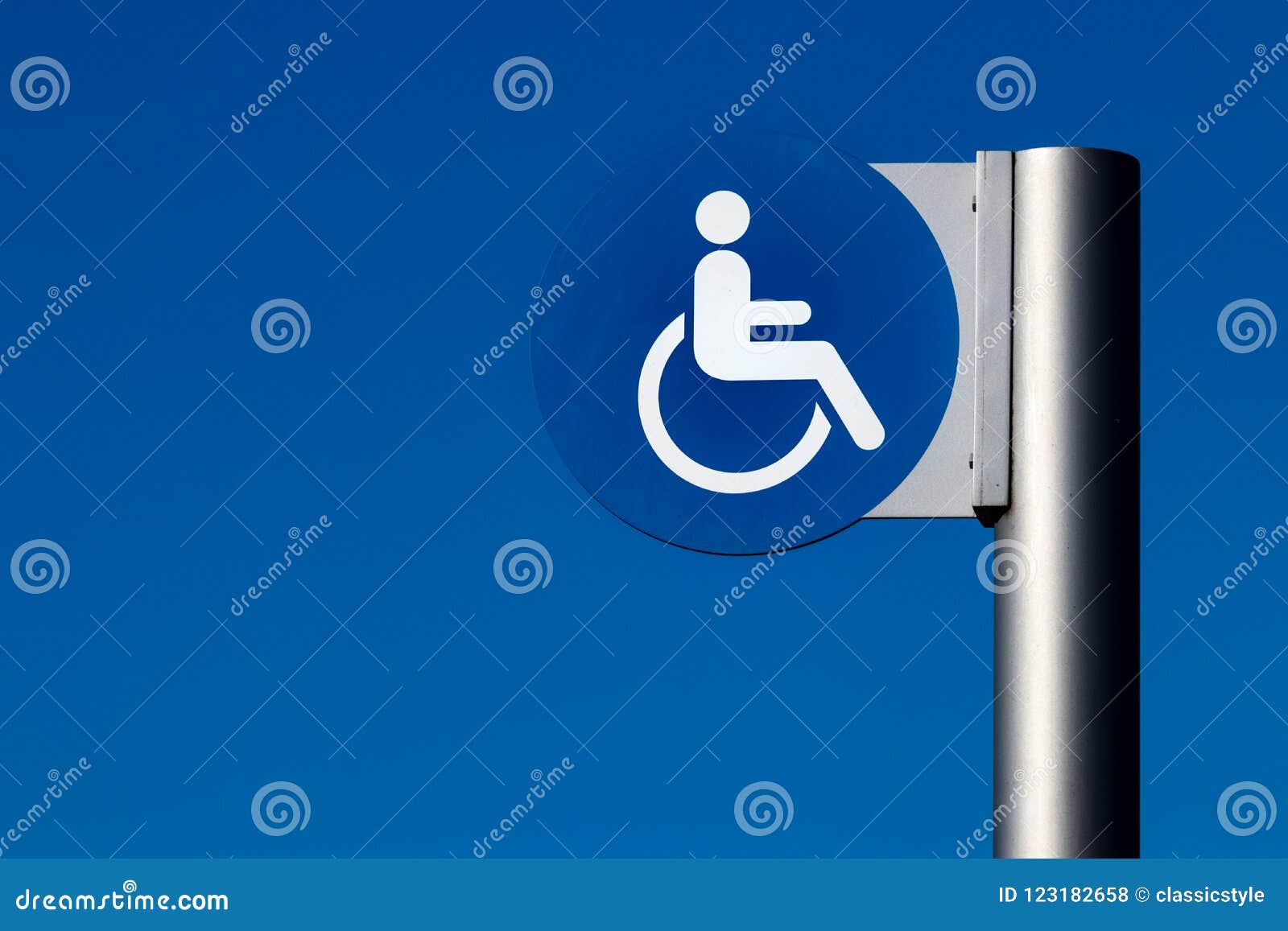 Handicapped Sign on a Steel Post Stock Photo - Image of driver, space ...