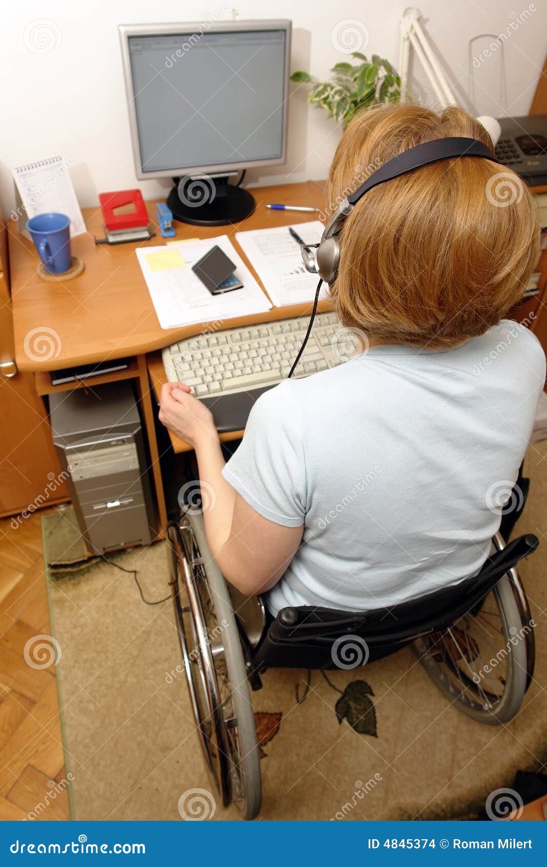 Handicapped telemarketer stock photo. Image of keyboard - 4845374