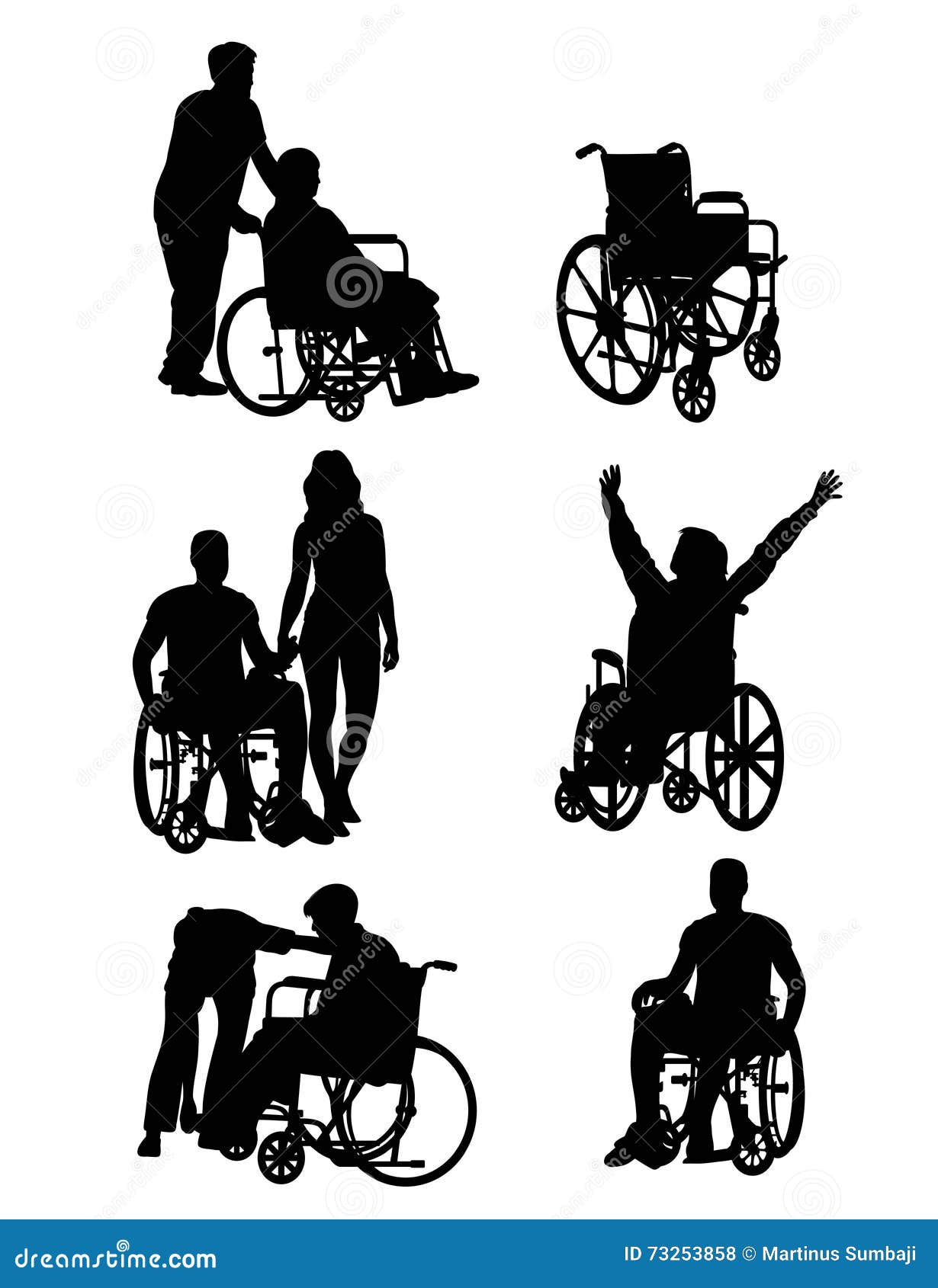 Handicapped and Wheelchair Silhouettes Stock Vector - Illustration of ...
