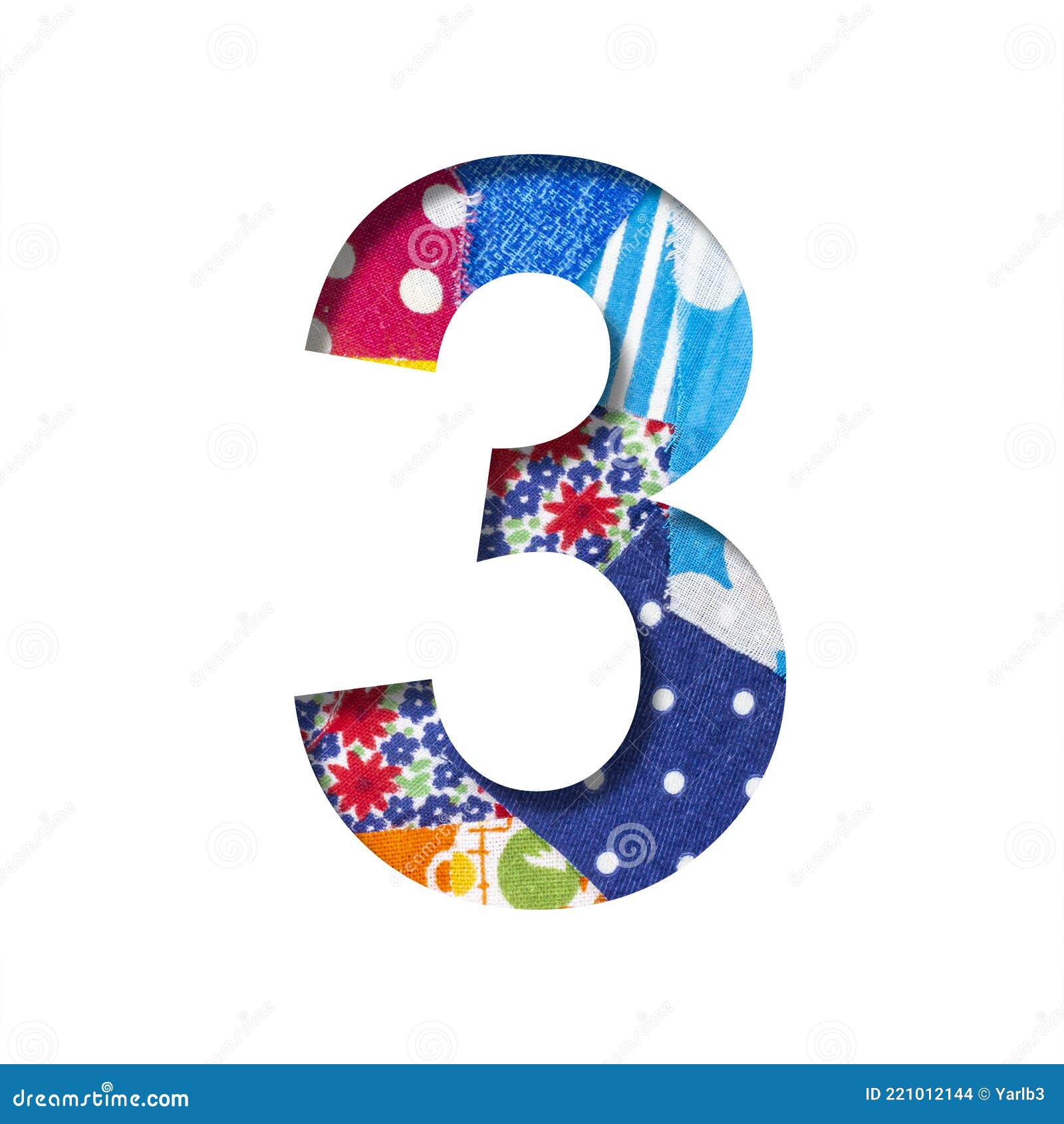 Handicraft or Creative Font. Digit Three, 3 Cut Out of Paper on the ...