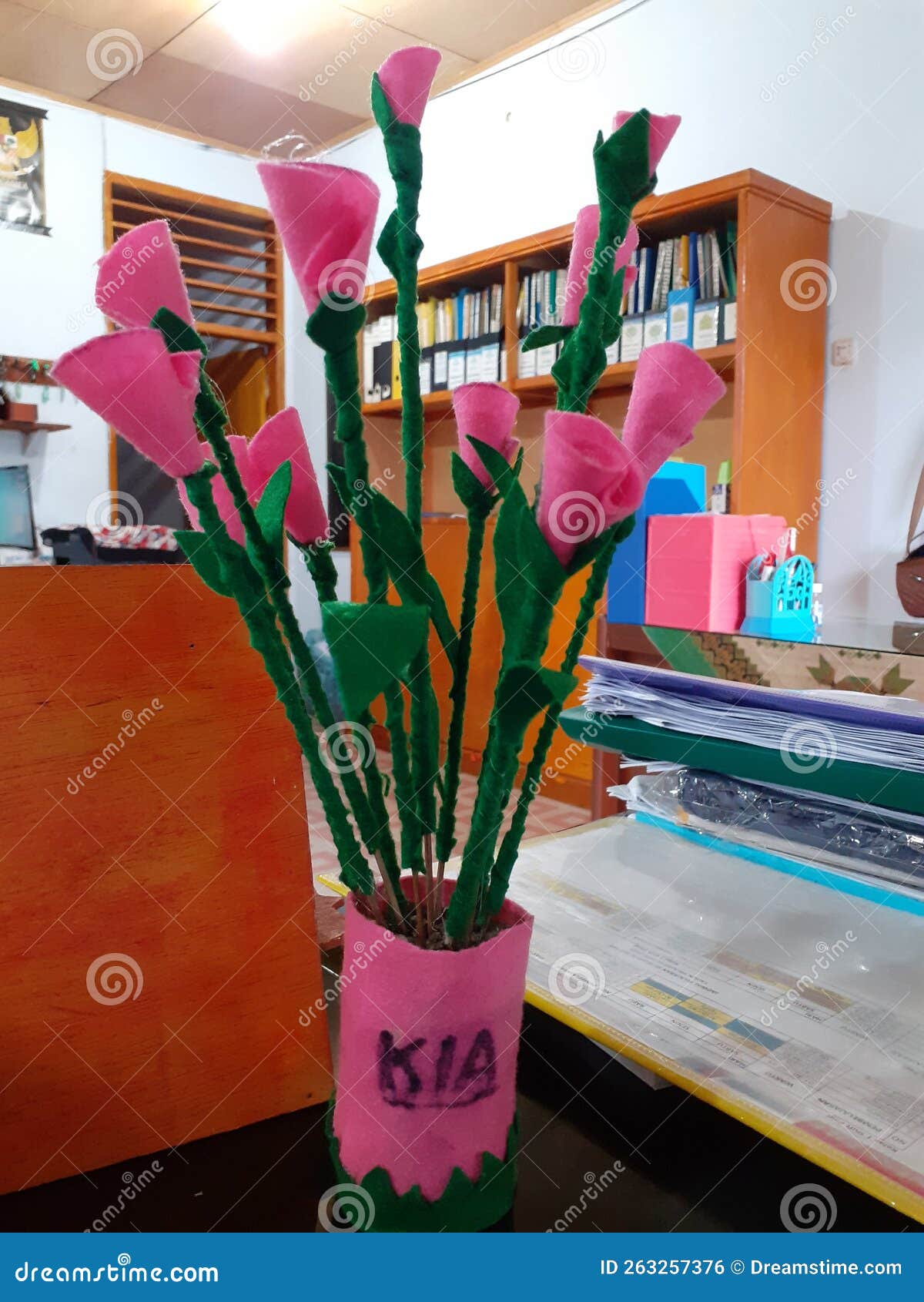 Handicraft Flowers Made from Flanel Fabric Stock Photo - Image of ...