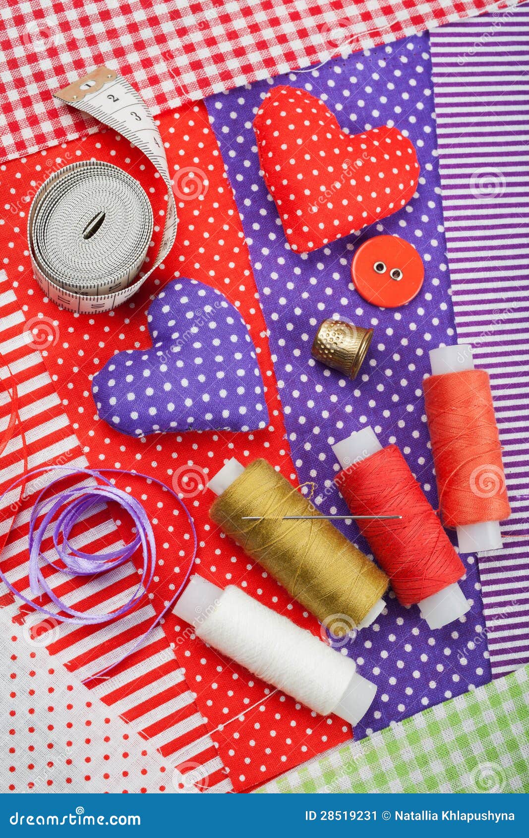 Handicraft Hearts, Fabric Materials and Items for Sewing Stock Image ...