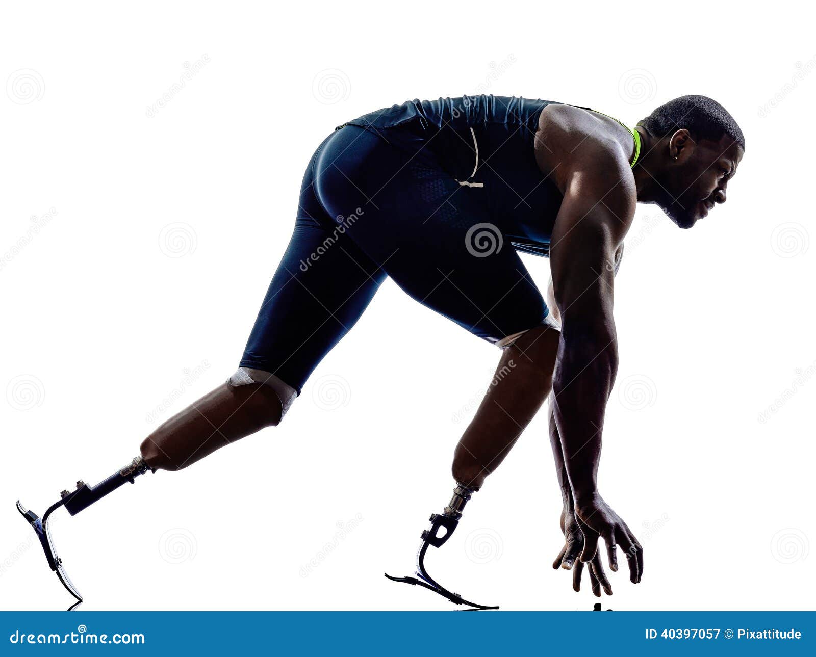 Handikappade Manlöparesprinter Med Benprotes Fotografering för ...