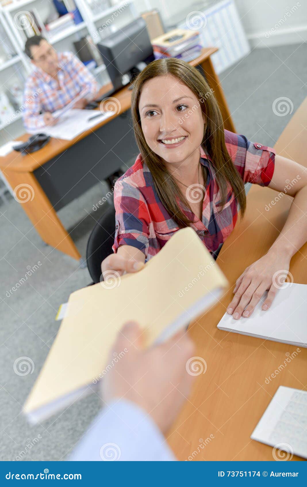 Handing Folder To Colleague Stock Photo - Image of handing, folder ...