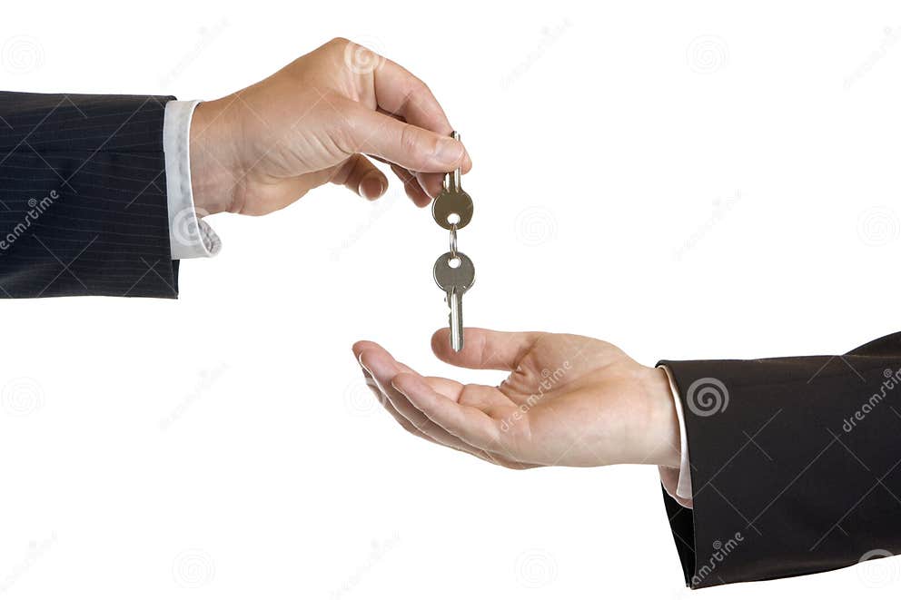 Handing over of house keys stock image. Image of buyer - 9957849