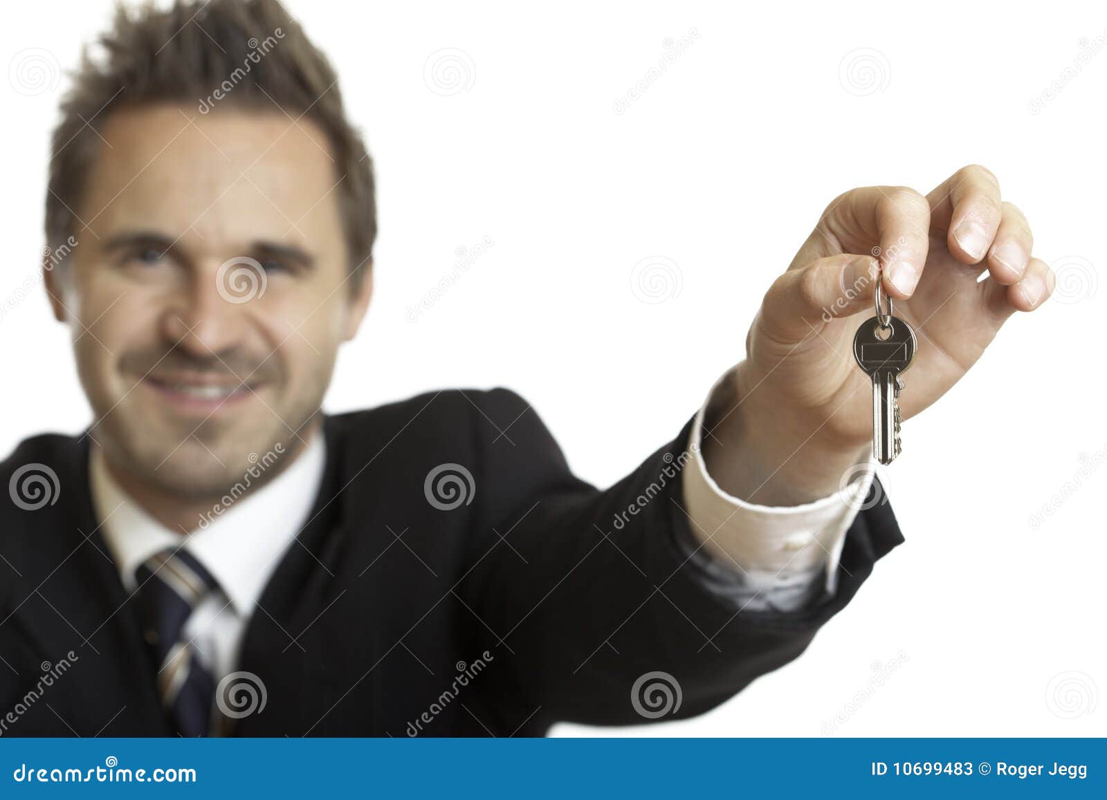 Handing Over of House Keys by Businessman Stock Image - Image of ...