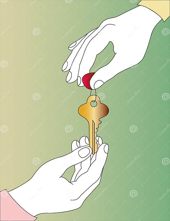 Handing over the key green stock vector. Illustration of contract - 9477070