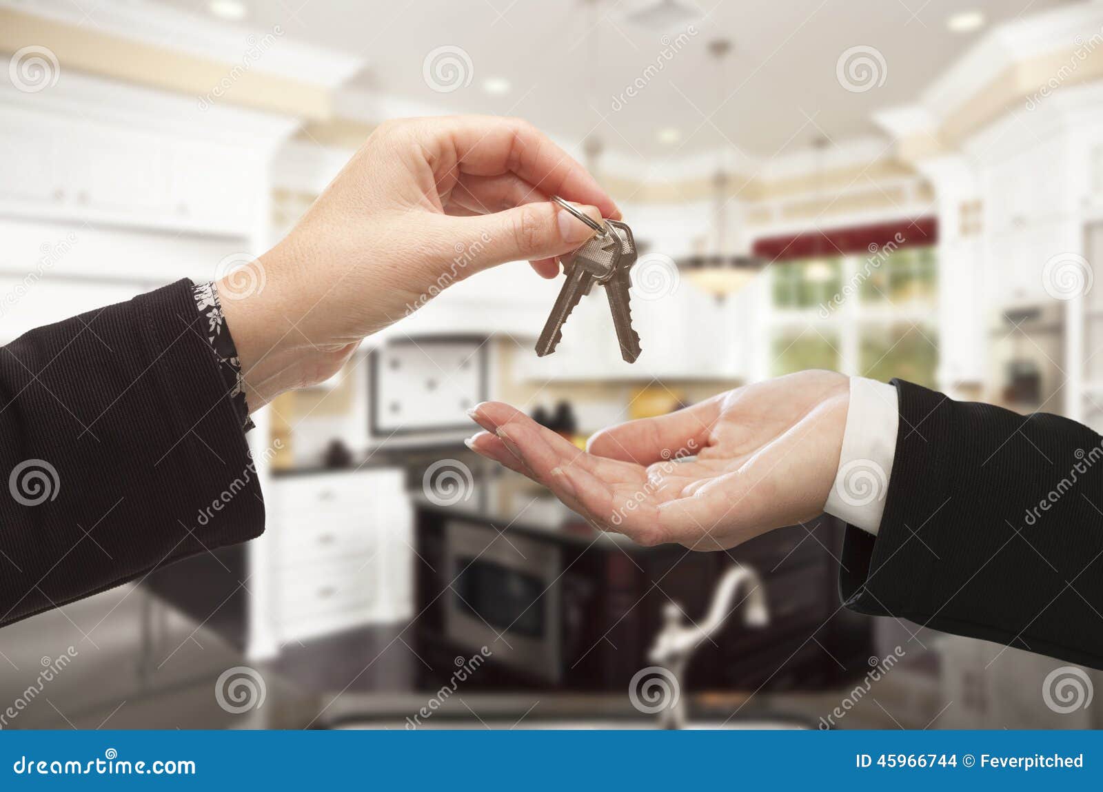Handing Over New House Keys Inside Beautiful Home Stock Photo - Image ...