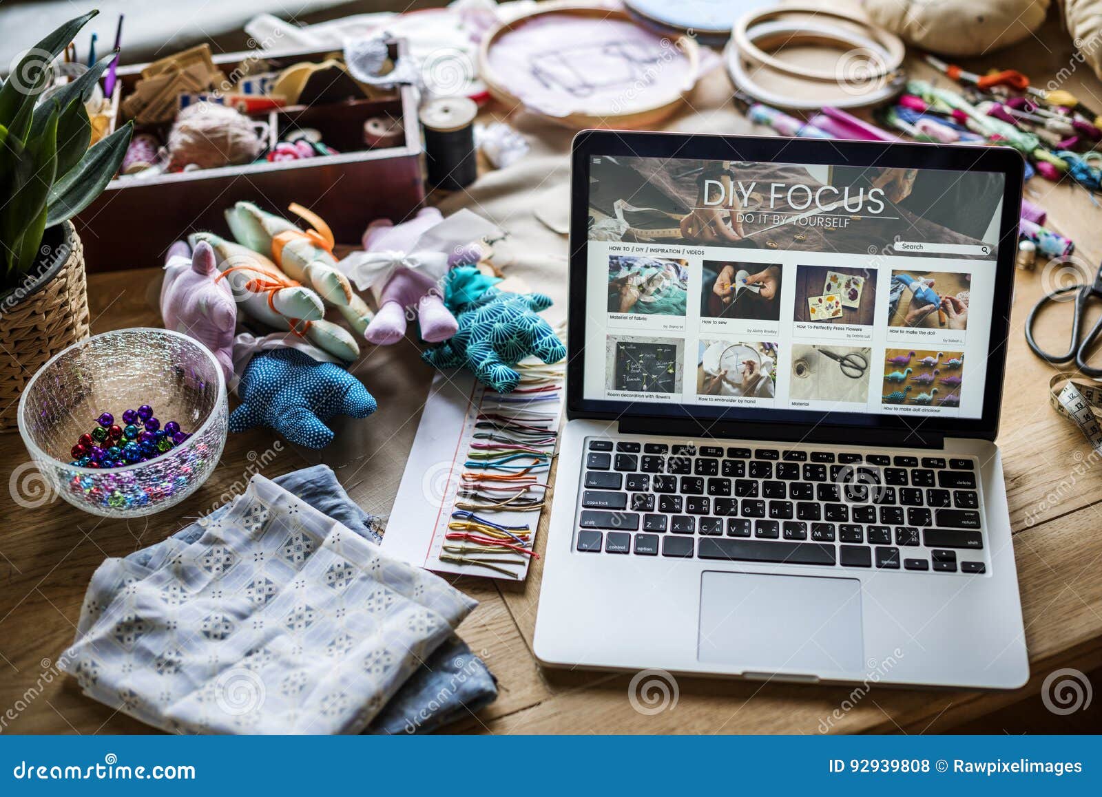 Handiwork Objects Laptop on the Table Stock Photo - Image of laptop ...