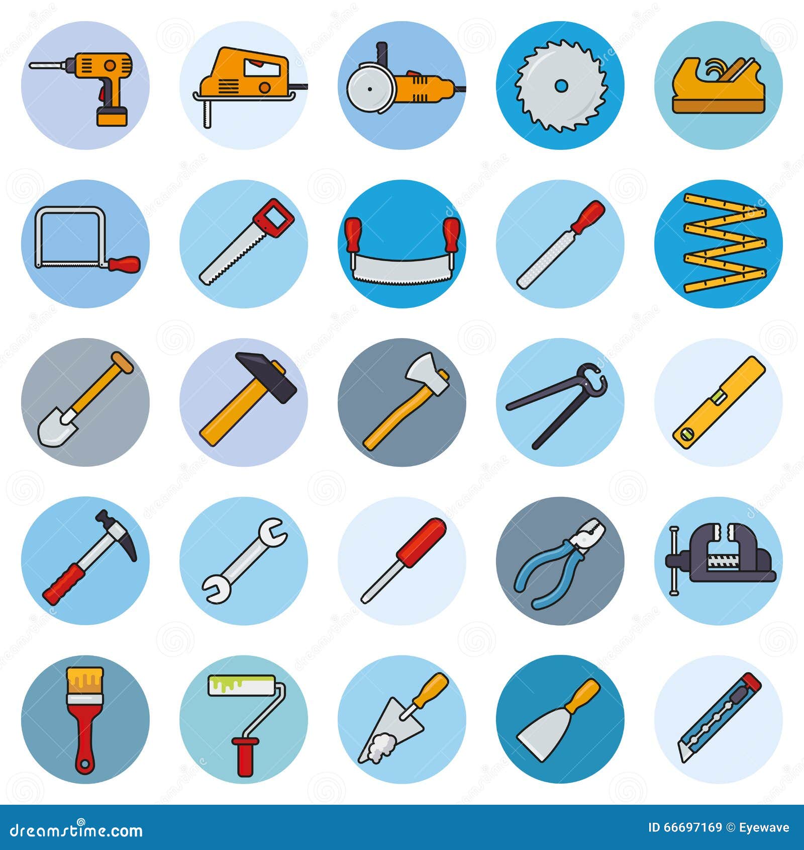 Handiwork Tools Round Filled Line Icons Stock Vector - Illustration of ...