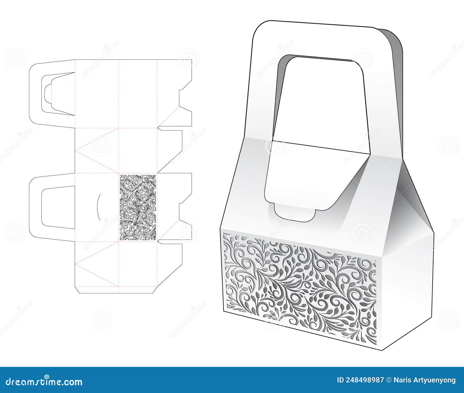 Handle Bag Packaging with Stenciled Die Cut Template and 3D Mockup ...