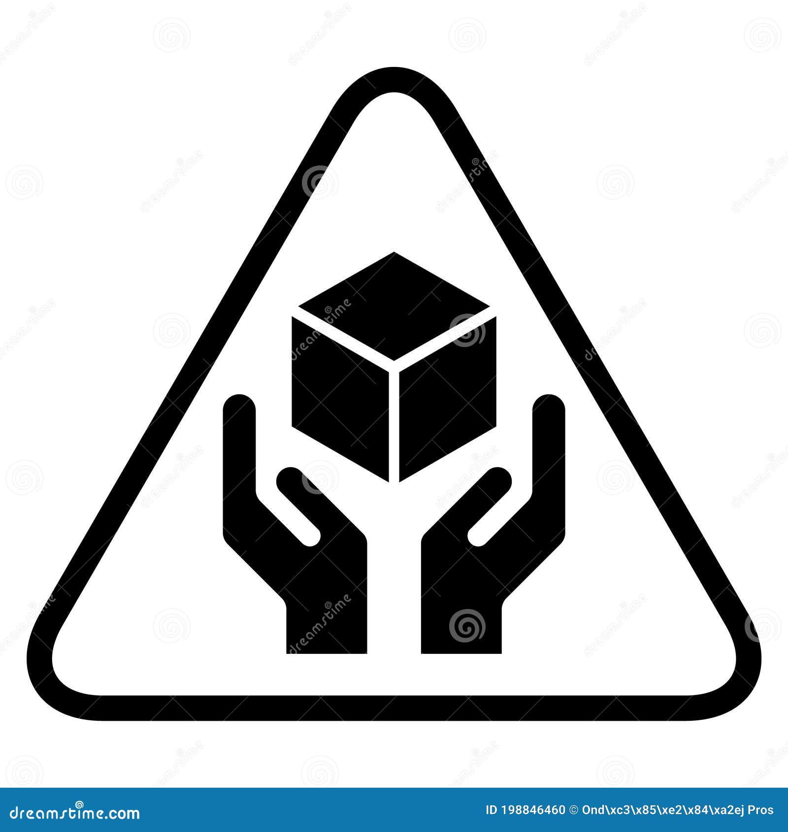 Handle with Care Flat Icon with Black Triangle Isolated on White ...