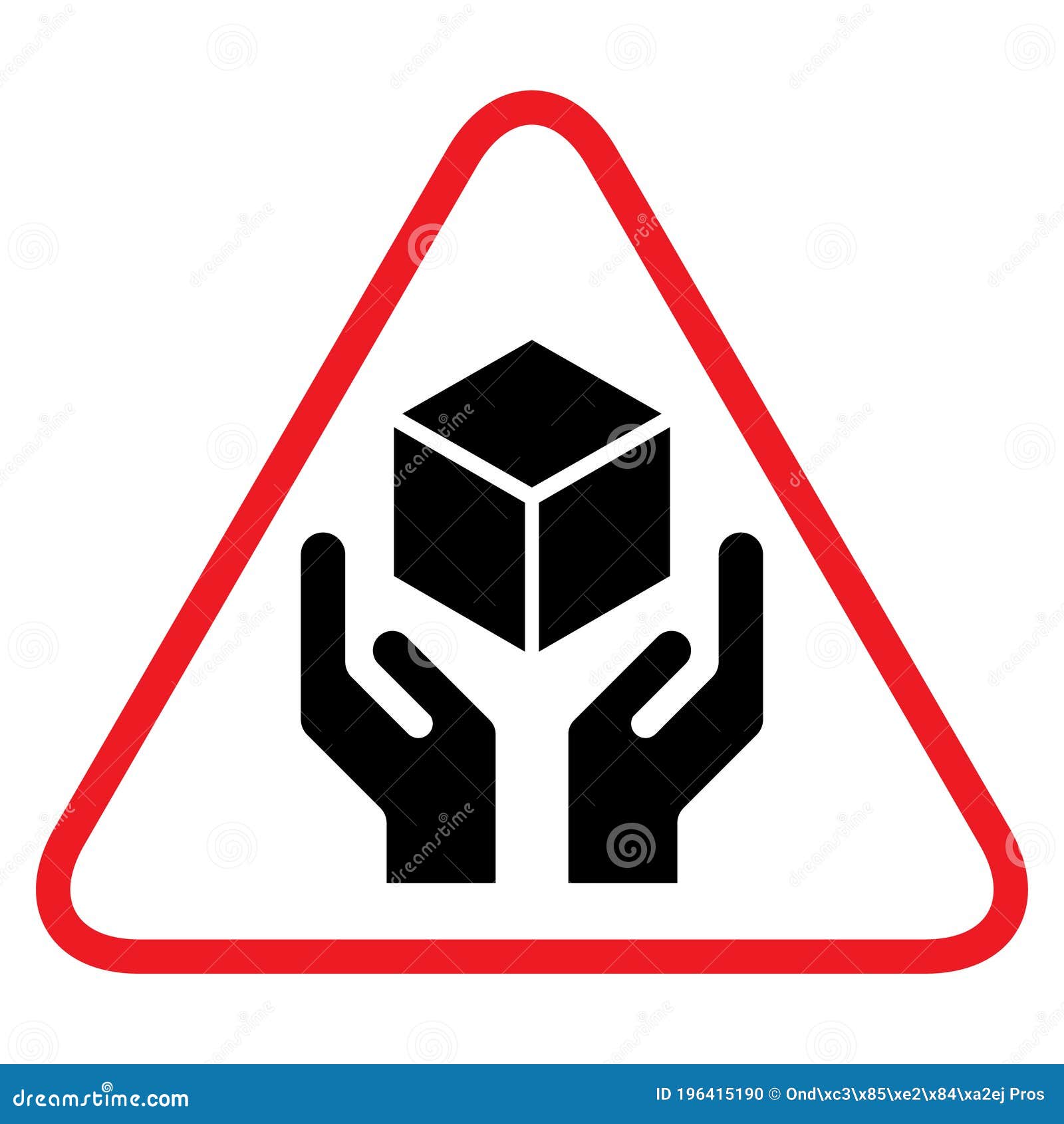 Handle with Care Flat Icon with Red Triangle Isolated on White ...