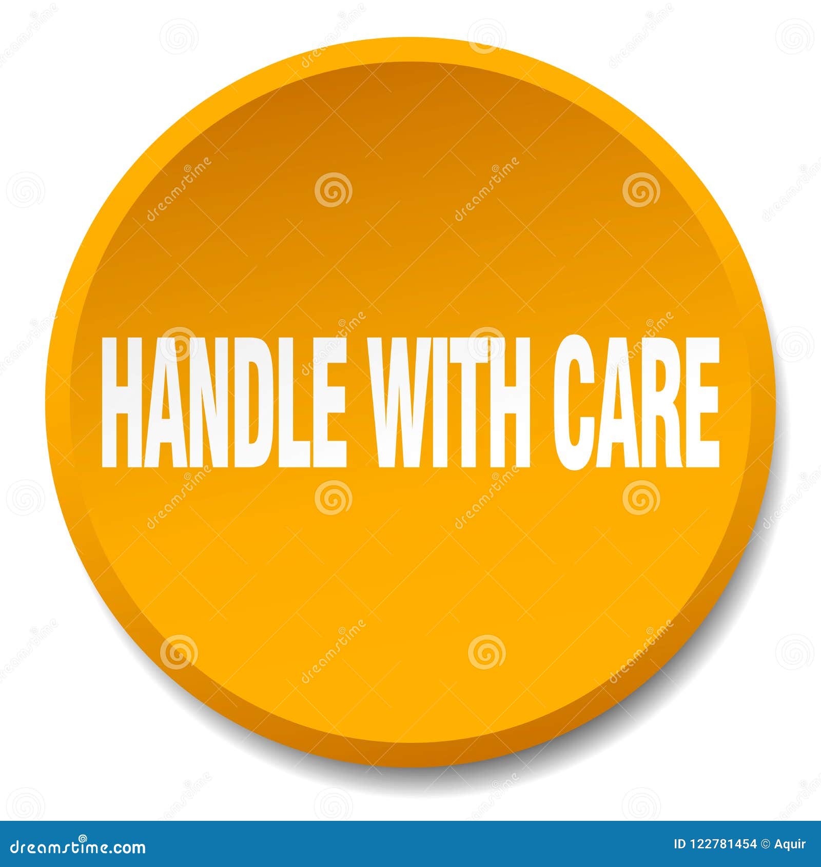 Handle with care button stock vector. Illustration of badge - 122781454