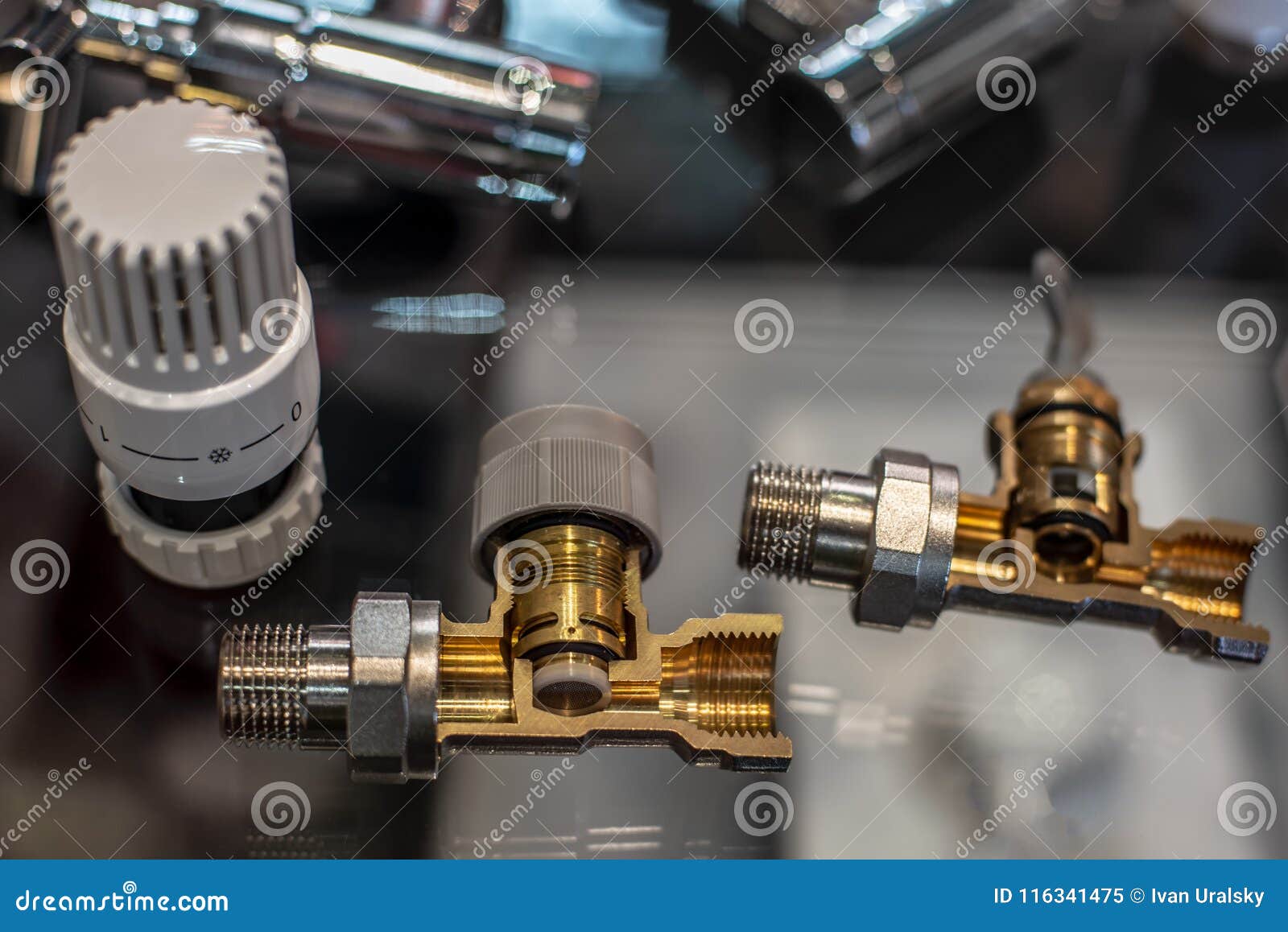 Handle Control Heater Thermostat. Close-up. in Section. for Radiator ...