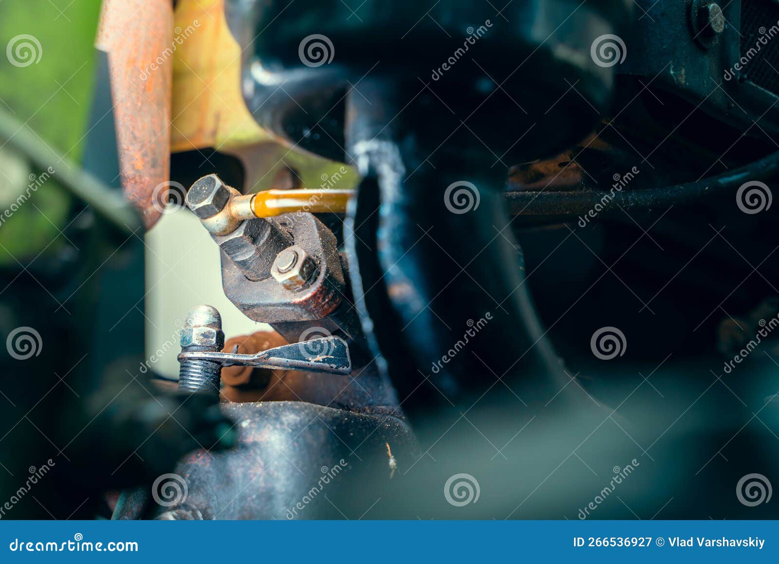 The Handle of the Decompressor of a Walk-behind Tractor Close-up ...