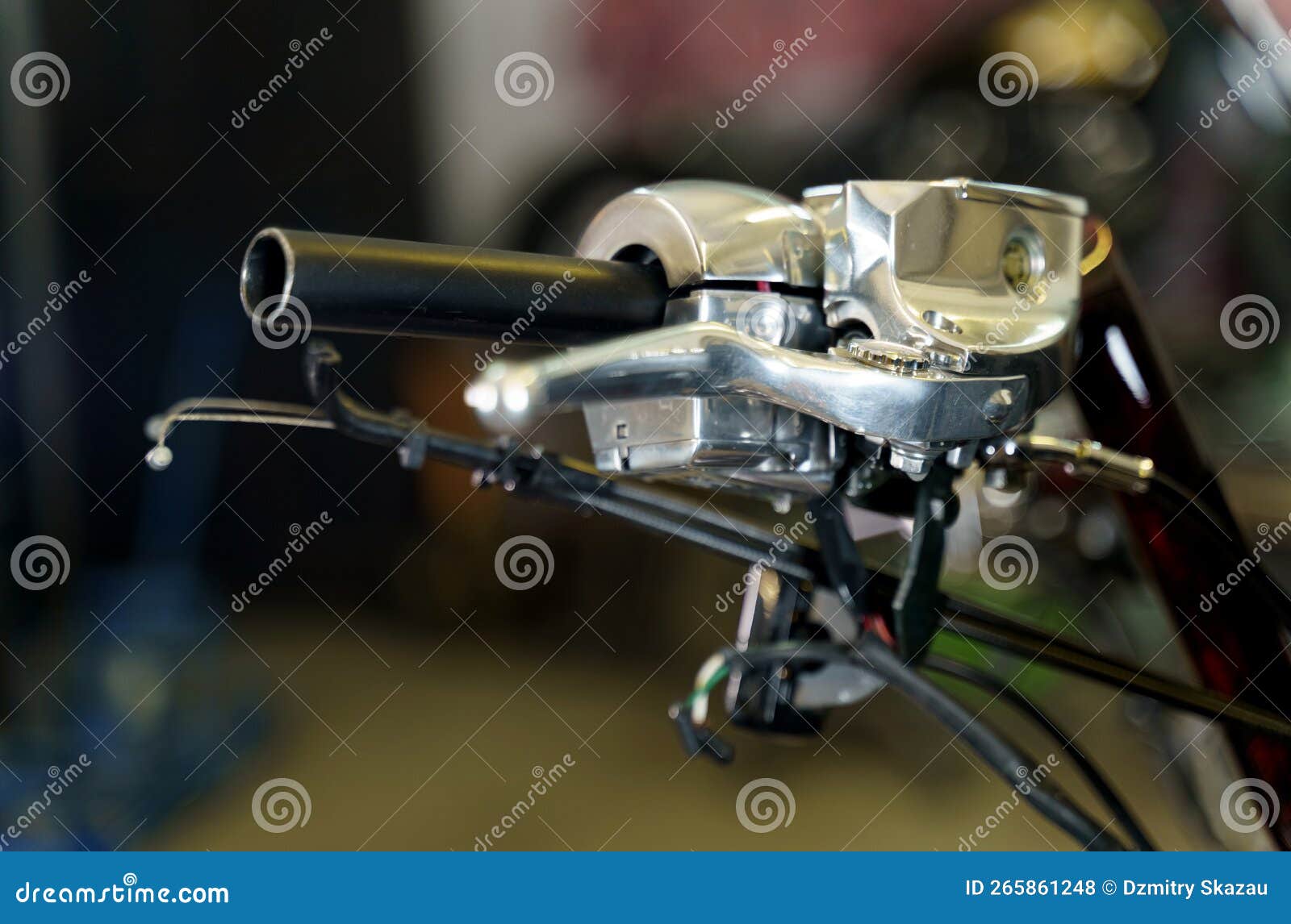 The Handle of the Gas and Gear Shift on the Handlebars of a Motorcycle ...