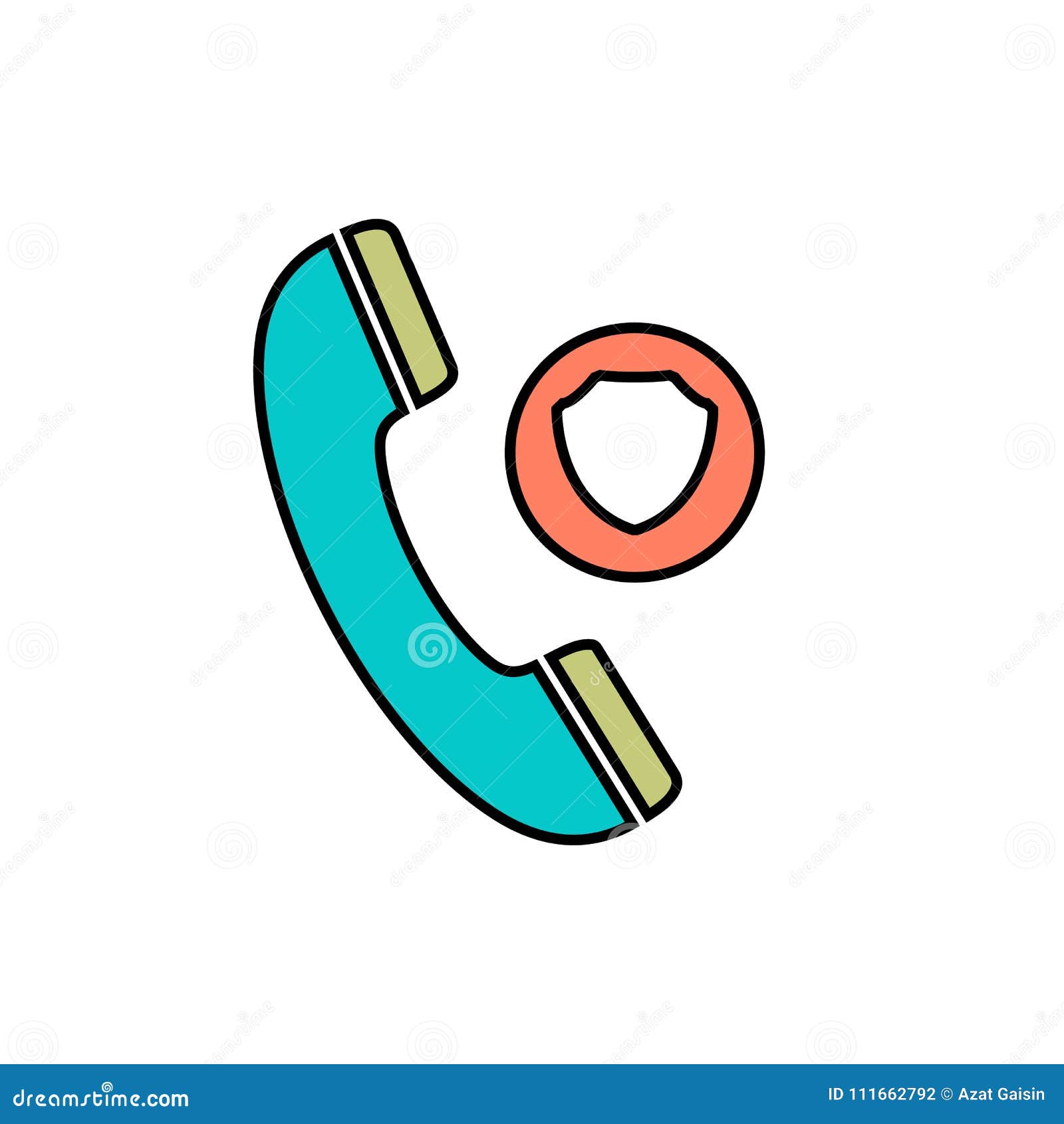 Handle Handset Phone Security Shield Telephone Icon Stock Vector ...