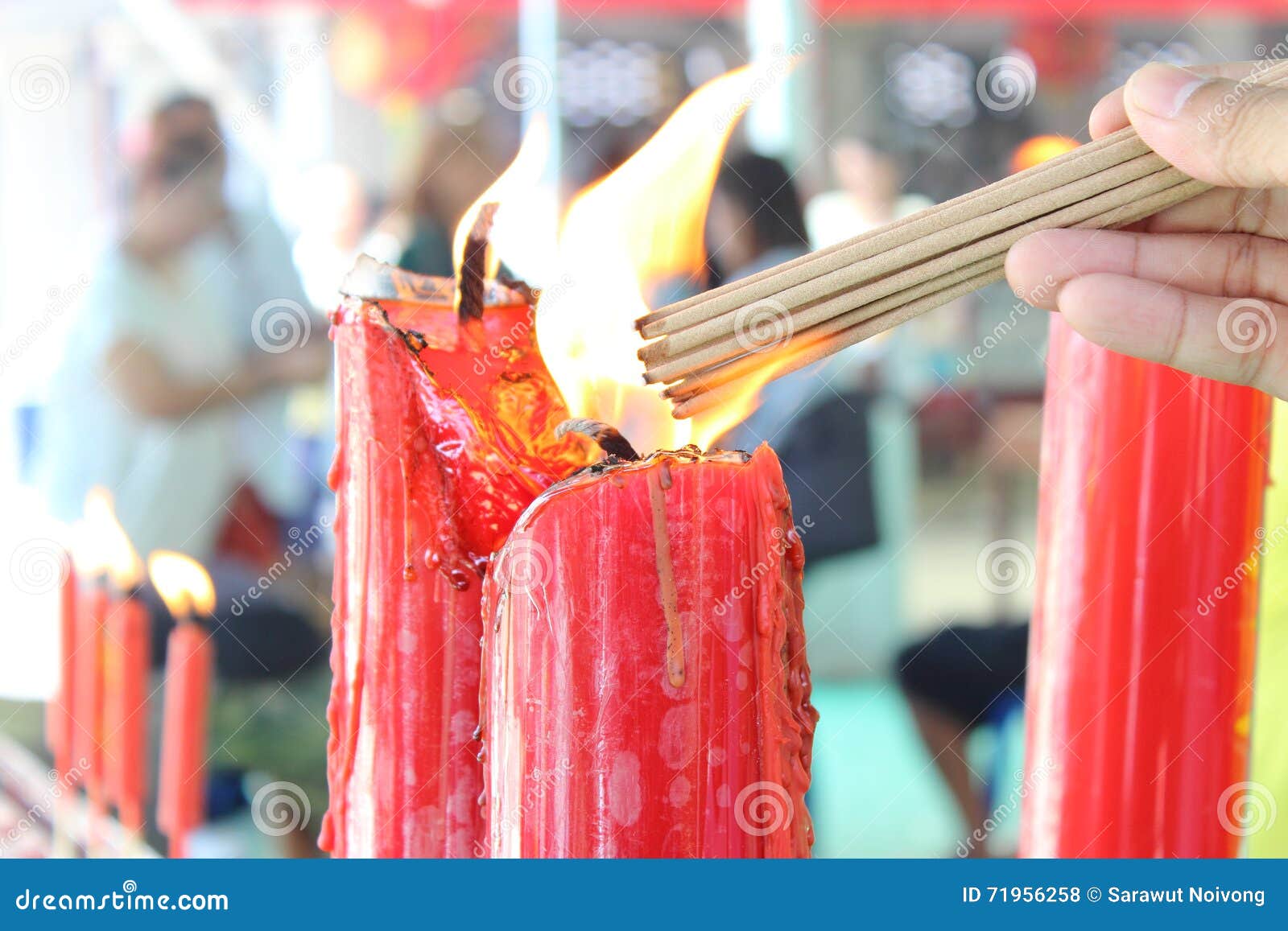 Handle Incense are Lit by Candles. Stock Photo - Image of buddhism ...