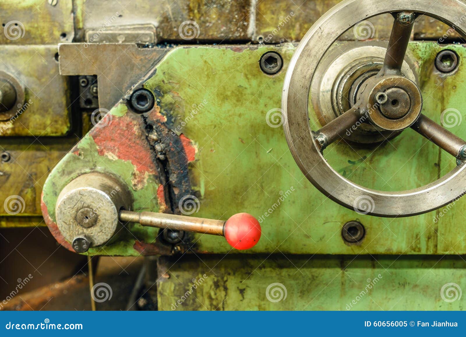 The Handle on the Lathe, Close-up Stock Image - Image of manufacturing ...