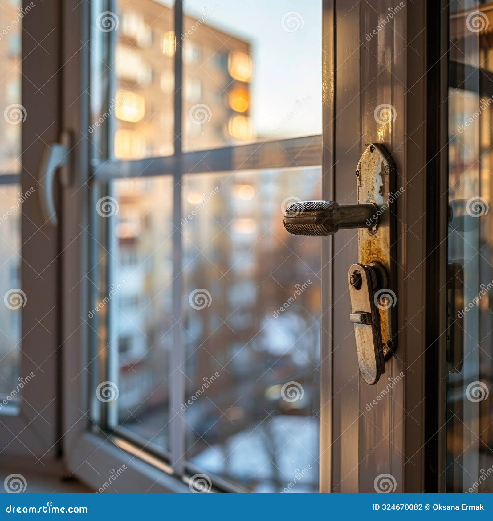 Handle with a Lock on Window, Child Protecting from Falling Out of ...