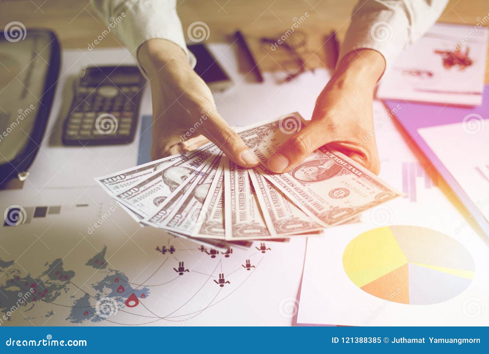 Handle Money Bank United States Dollars Graph Function And Sunset ...
