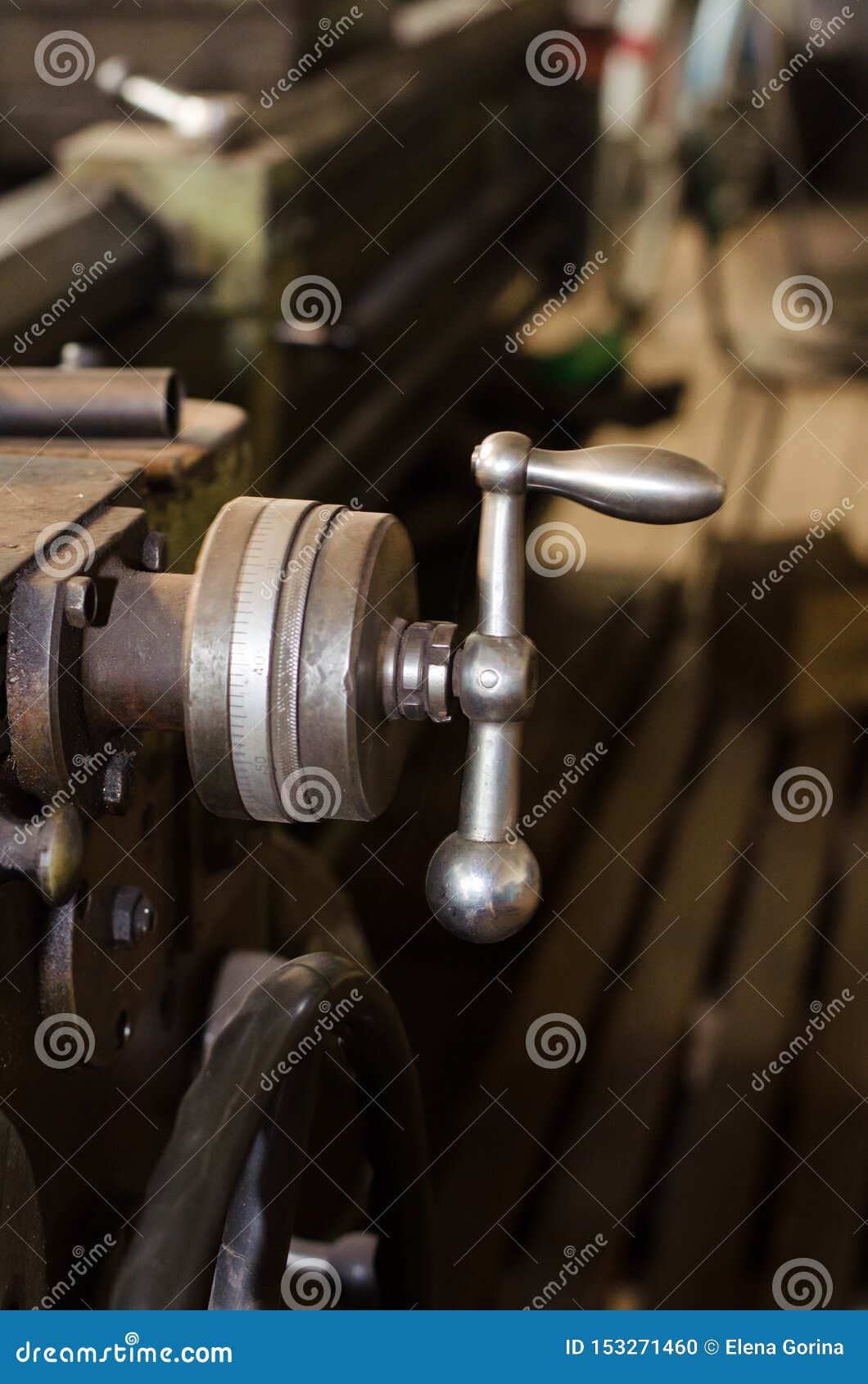 Handle for Moving the Slide of the Lathe Stock Photo - Image of factory ...