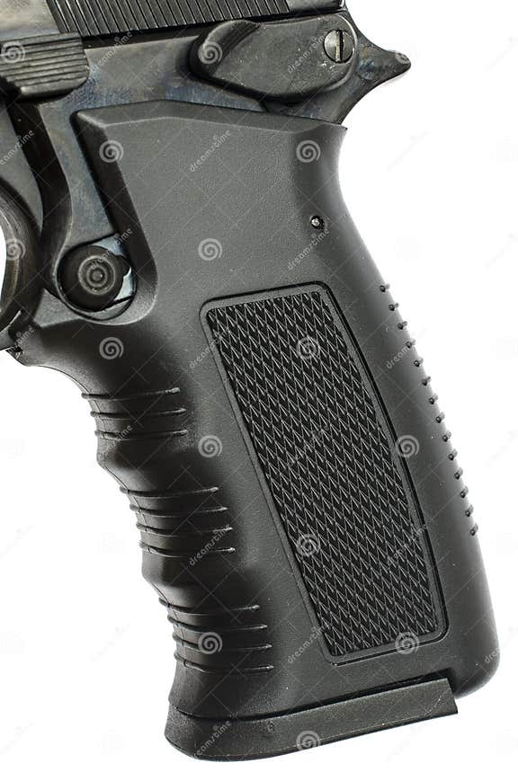 Handle of pistol isolated stock image. Image of detail - 220867883