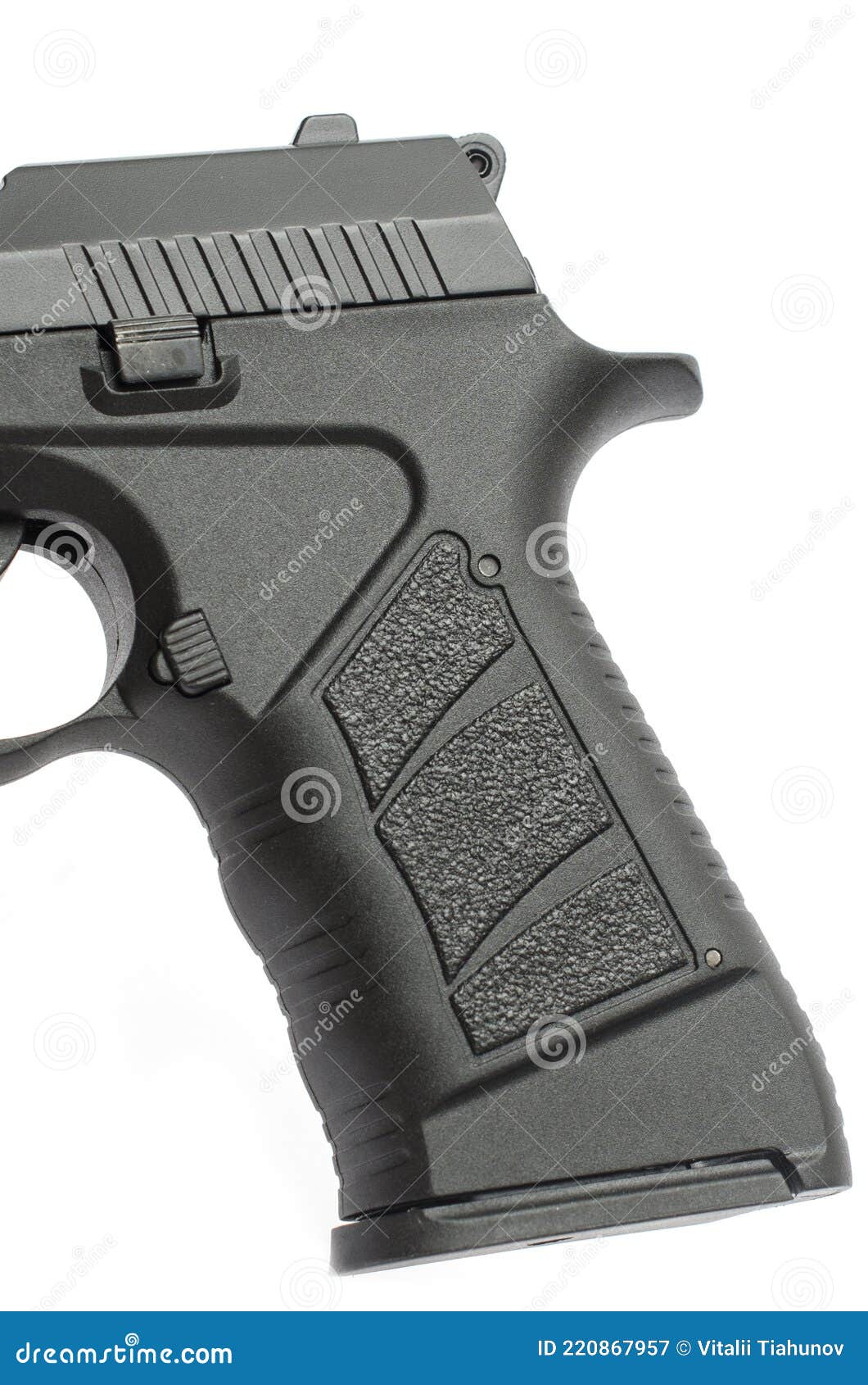 Handle of pistol isolated stock image. Image of white - 220867957