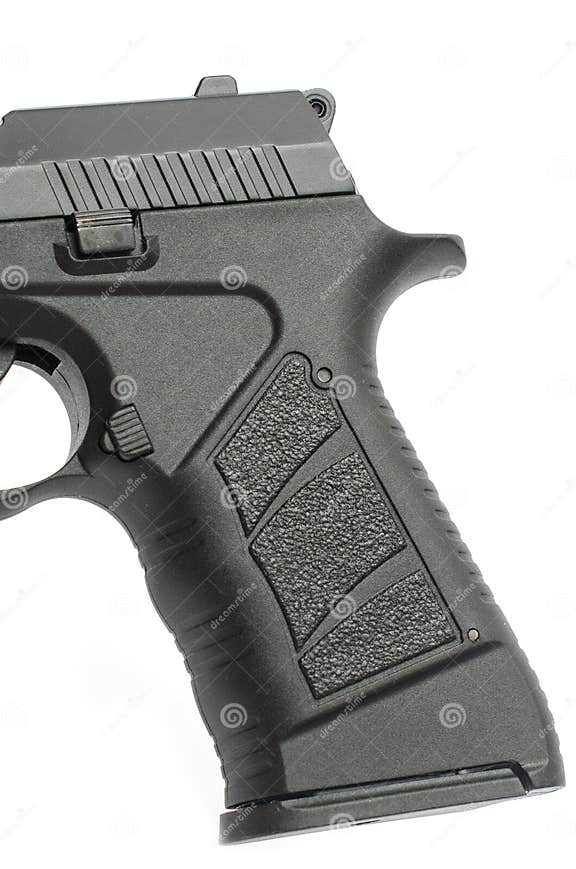 Handle of pistol isolated stock image. Image of white - 220867957