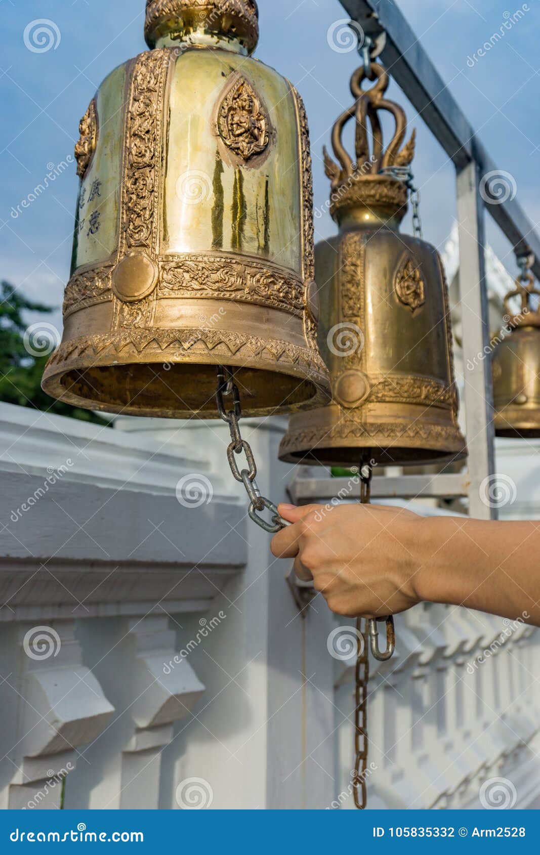 Handle Ringing a Bell in a Buddhist Temple Stock Photo - Image of ...