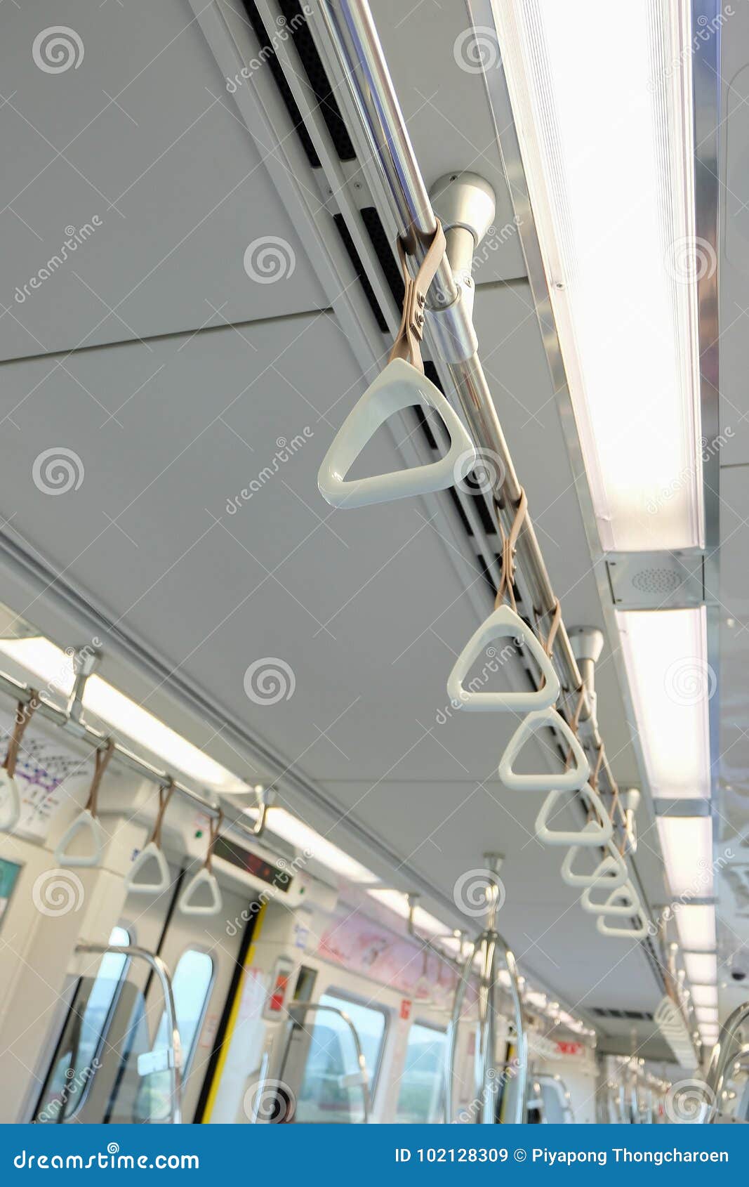 Handle Train Carriage for Standing Passenger Stock Image - Image of ...