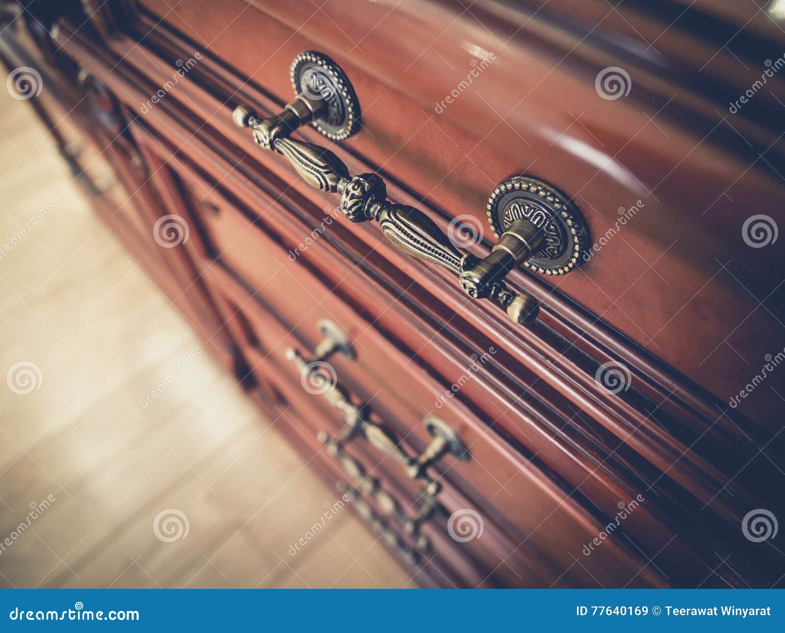 Handle on Wooden Drawer Vintage Object Details Stock Image - Image of ...