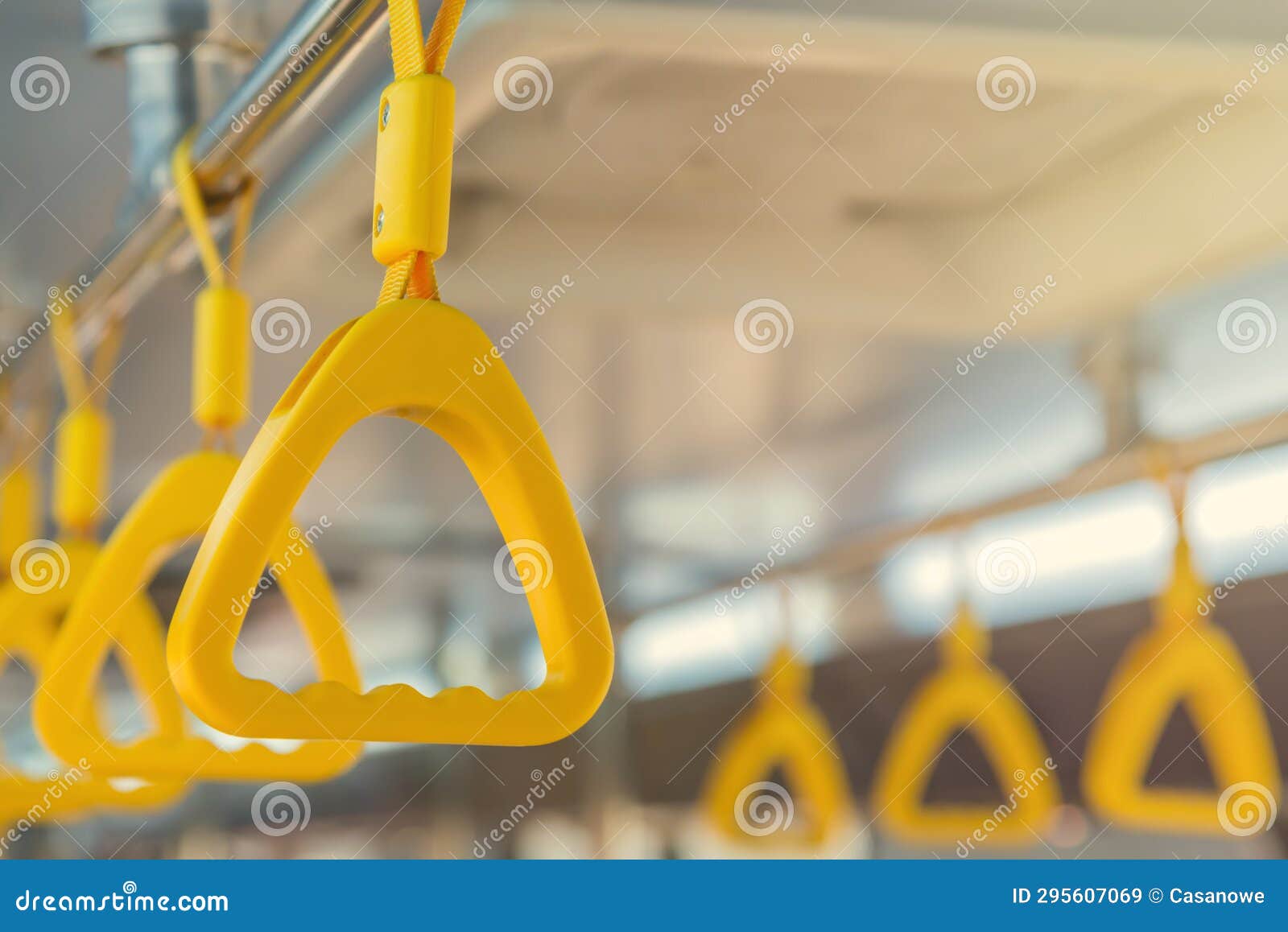 Handles on Ceiling for Standing Passenger Inside a Bus Stock Image ...