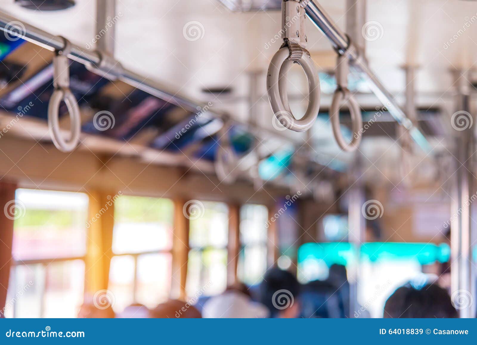 Handles on Ceiling for Standing Passenger Inside a Bus Stock Image ...