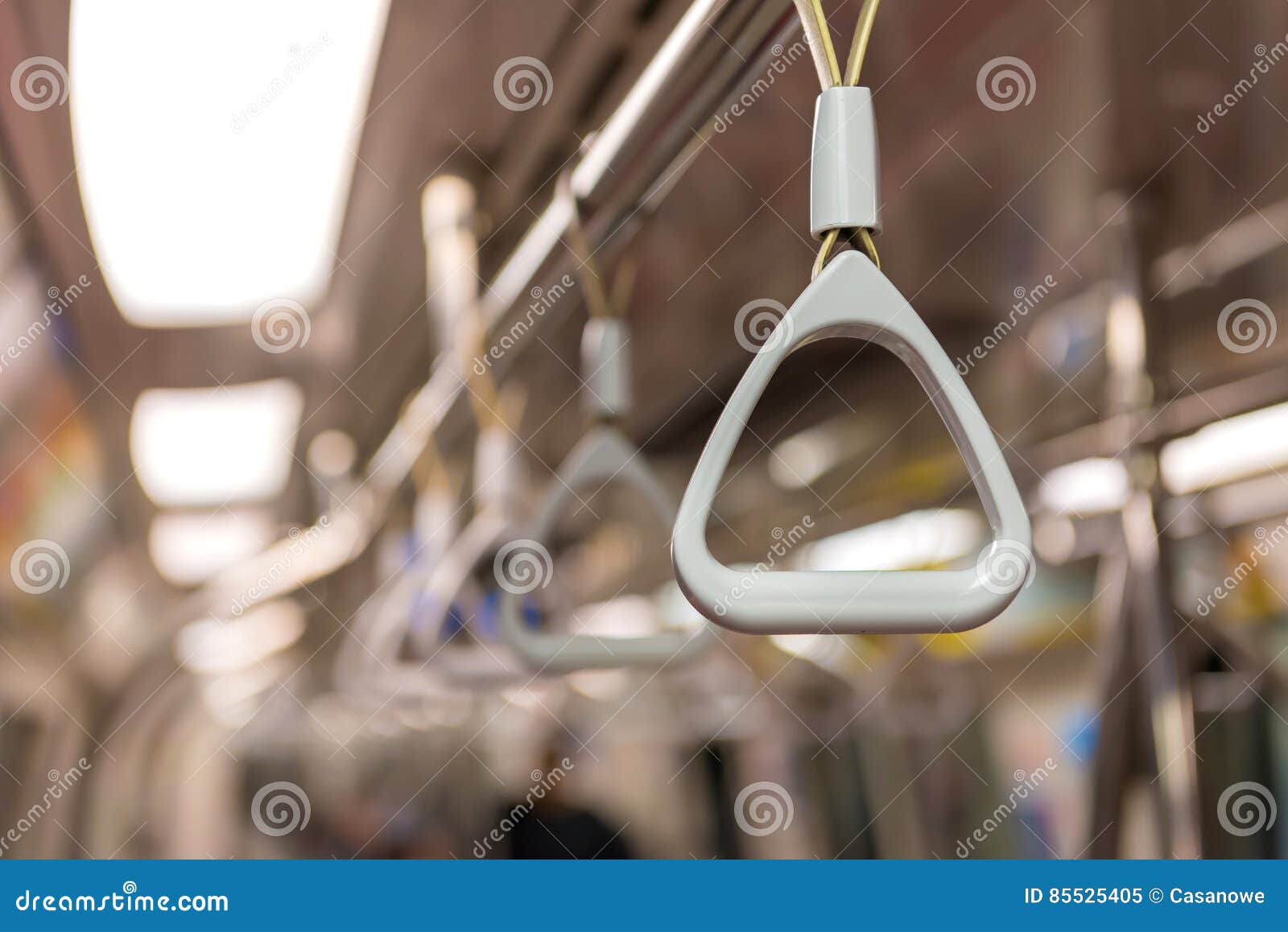 Handles on Ceiling for Standing Passenger Inside a Bus Stock Image ...