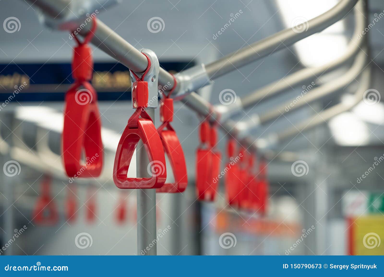 Handles for Standing Passenger Inside a Bus Stock Image - Image of ...