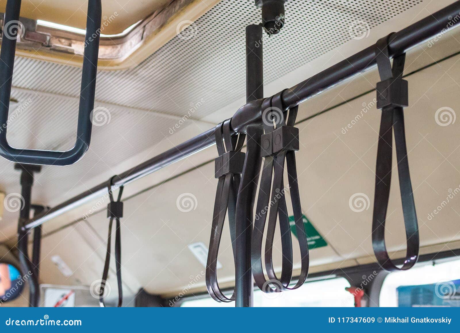 Handles for Standing Passenger Inside a Bus Stock Image - Image of ...