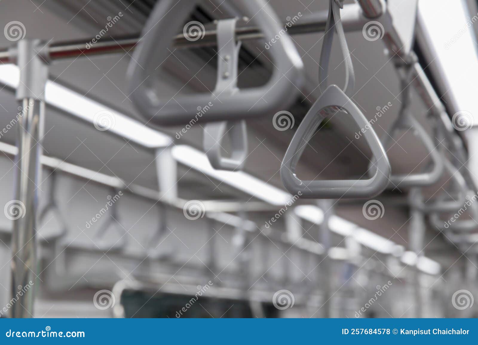 Handles for Standing Passenger Inside in the Subway Train. Subway or ...