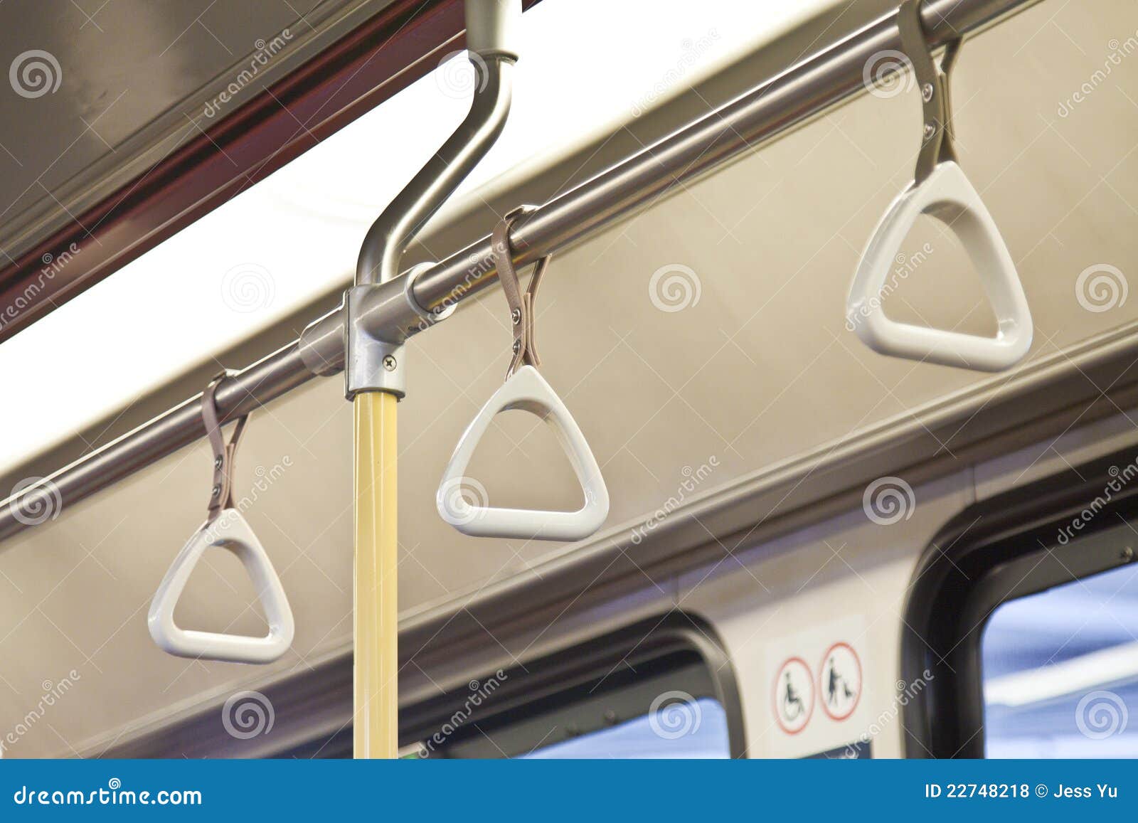 Handles for Standing Passenger Inside a Train Stock Photo - Image of ...